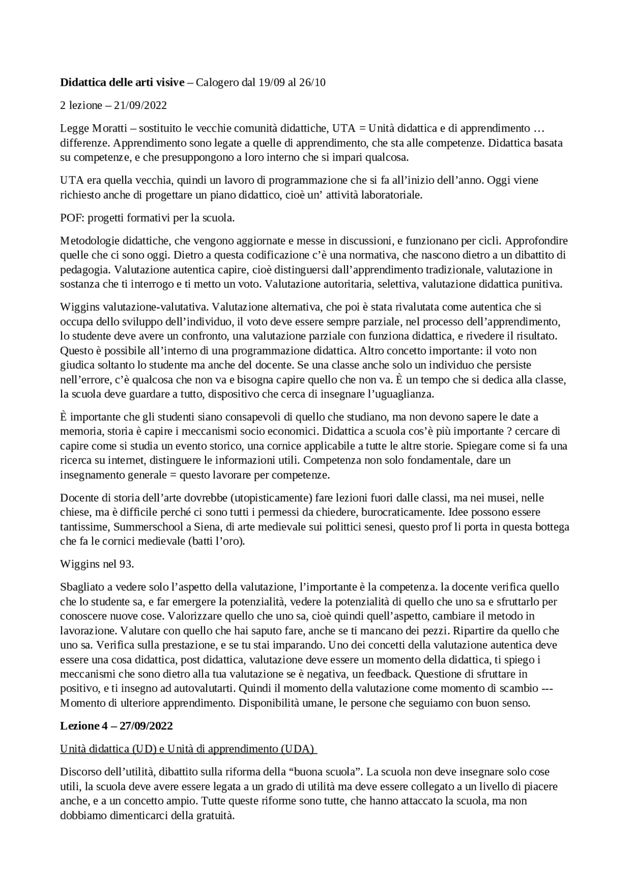 Appunti Corso Di Didattica Delle Arti Visive Aa20222023 Appunti Di