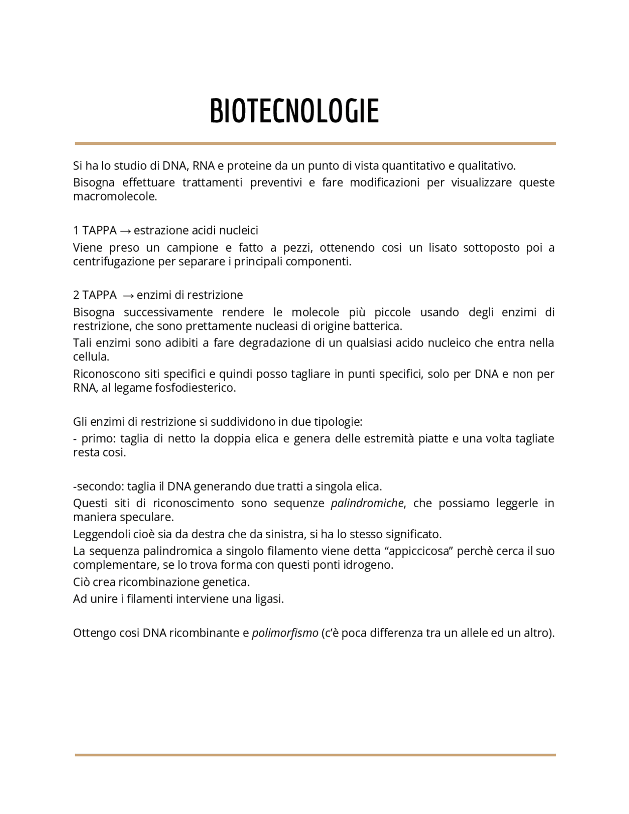 Biotecnologie Descrizione E Differenze Appunti Di Biotecnologia Docsity