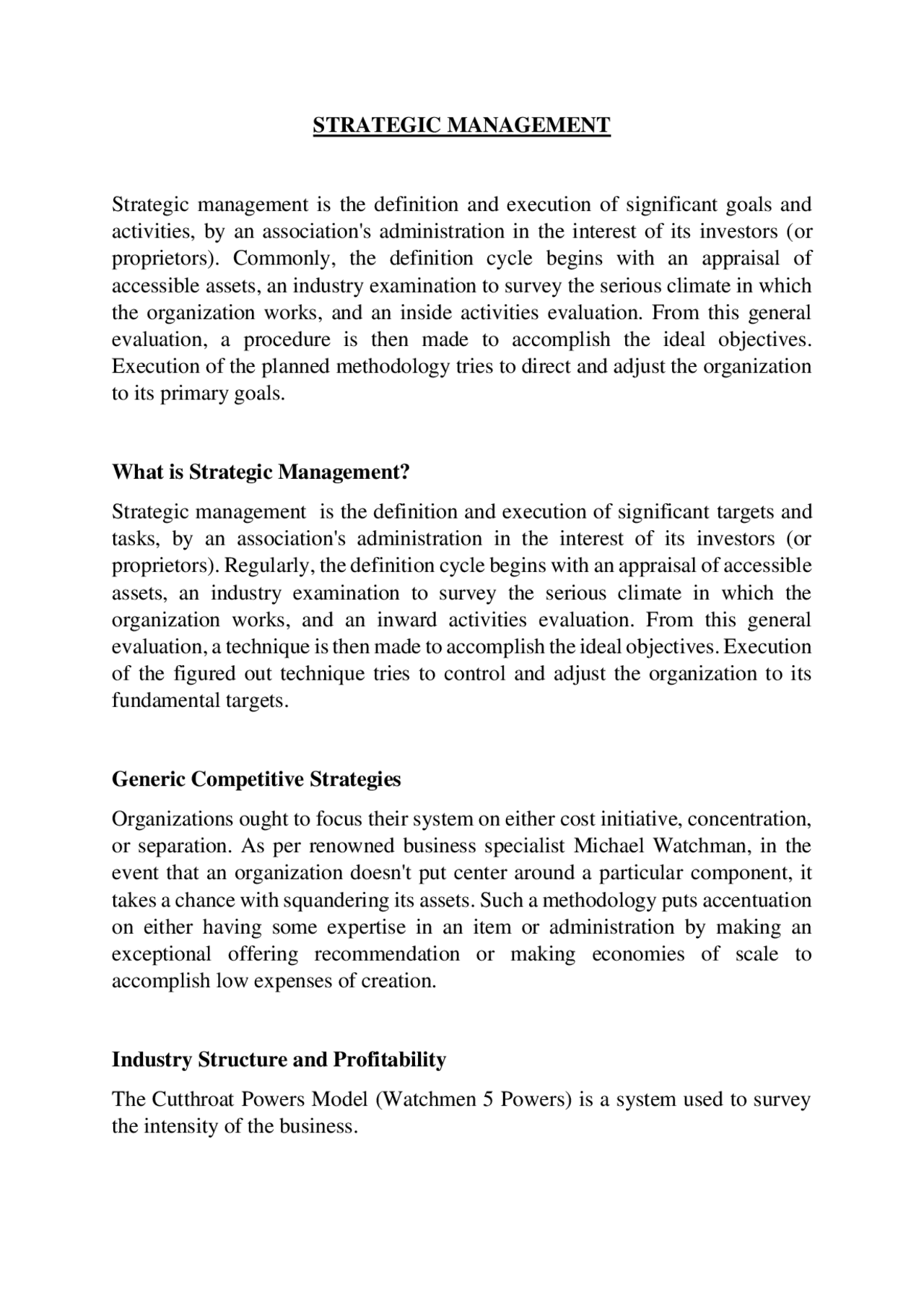 Strategicmanagement Lecture Notes Management Fundamentals Docsity