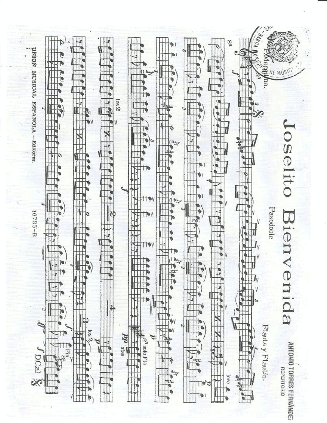 Partitura para Flauta Travesera | Ejercicios de Música | Docsity