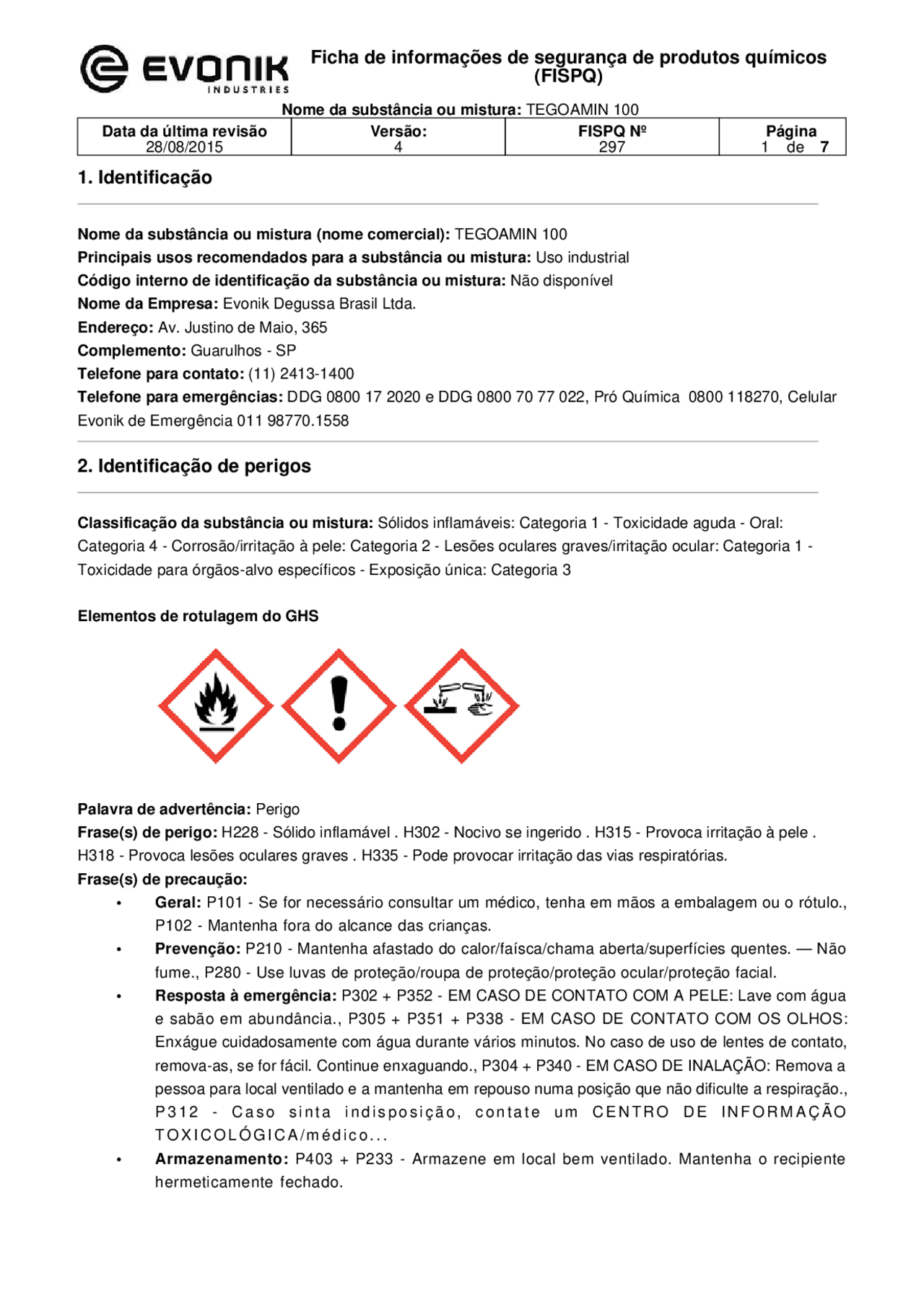 Ficha De SeguranÇa De Produtos QuÍmicos Esquemas Química Verde Docsity