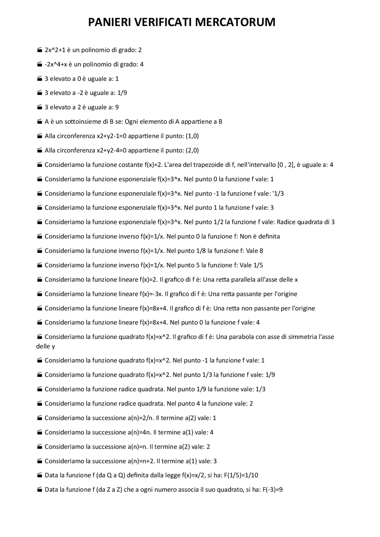 Paniere Completo Analisi Matematica Ingegneria Informatica Università