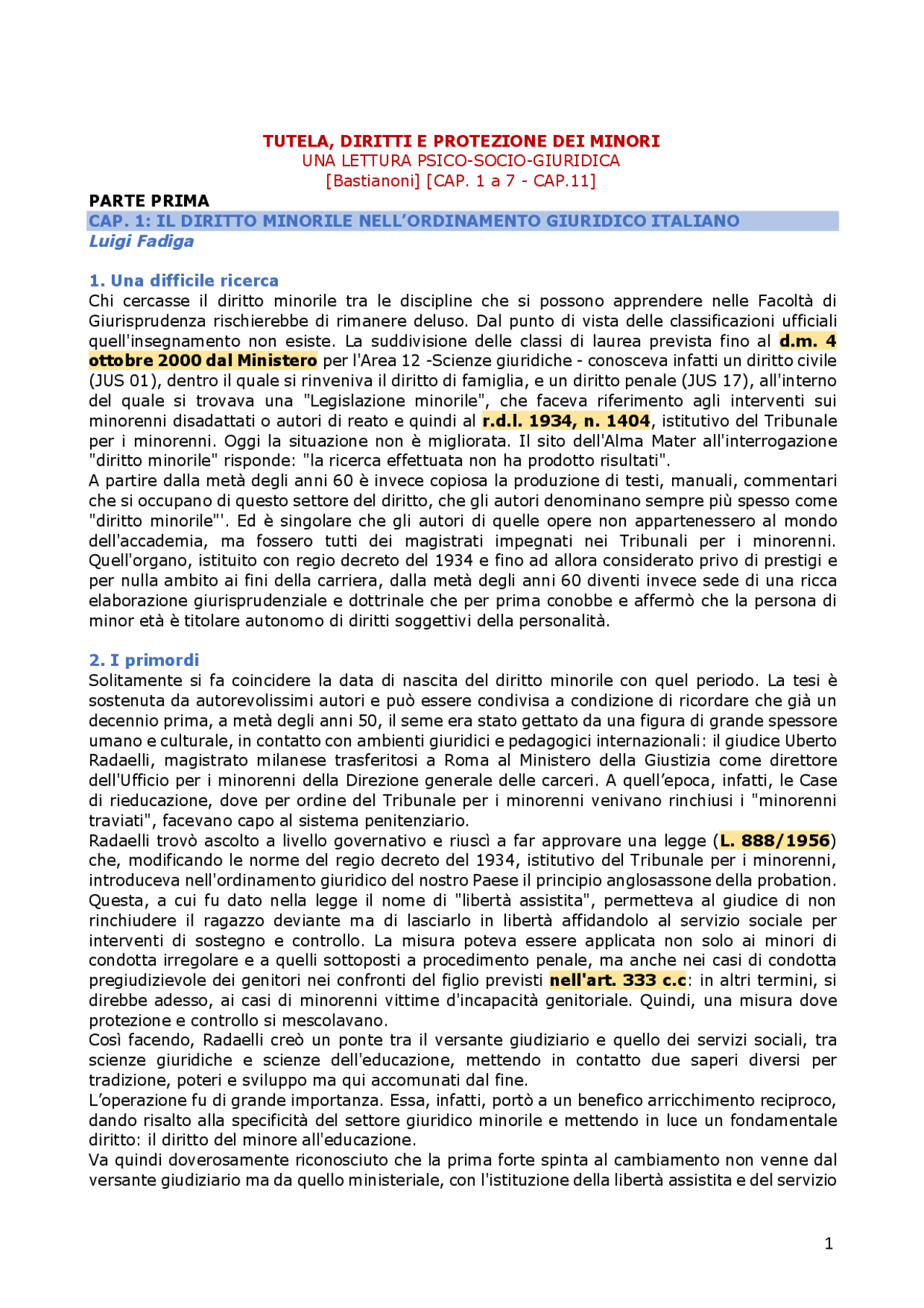 Riassunto Del Libro Tutela Diritti E Protezione Dei Minori