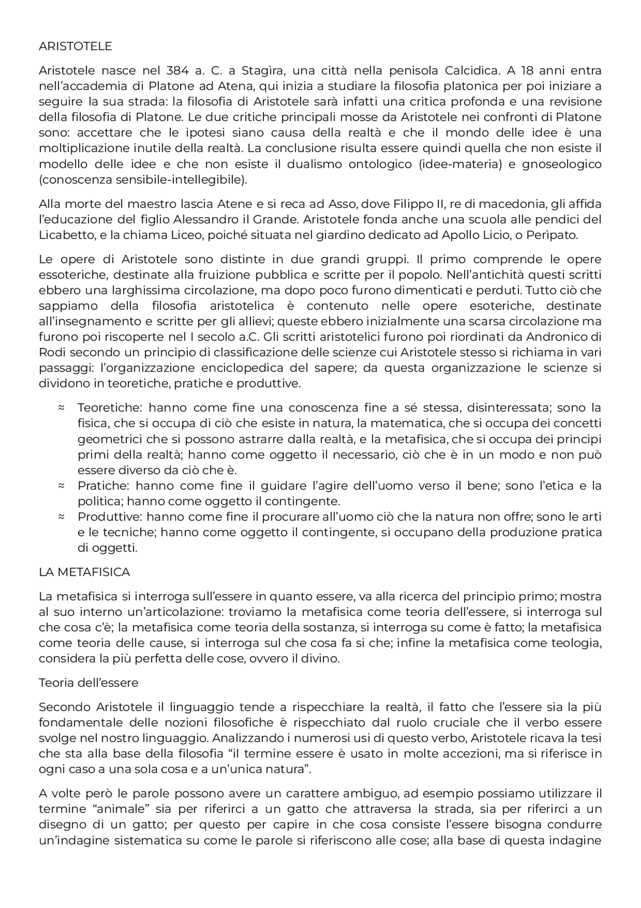 Aristotele Appunti Di Filosofia Appunti Di Filosofia Docsity