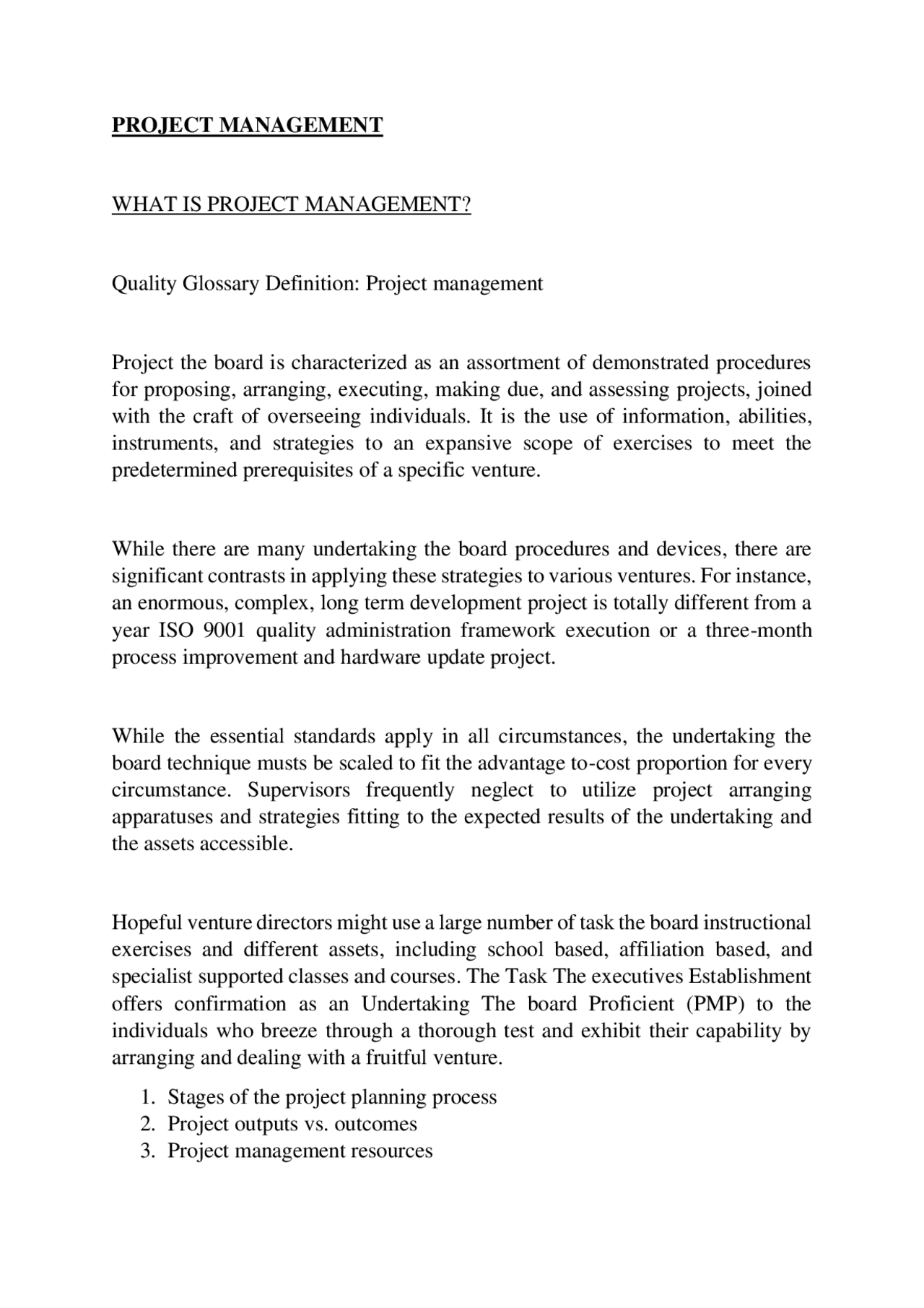 Project Management Lecture Notes Management Fundamentals Docsity