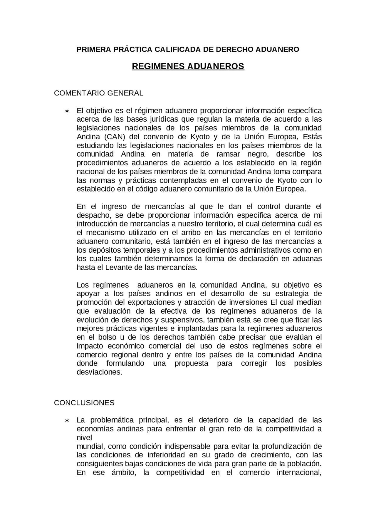 Practica Calificada De Derecho Aduanero Exámenes De Derecho Docsity