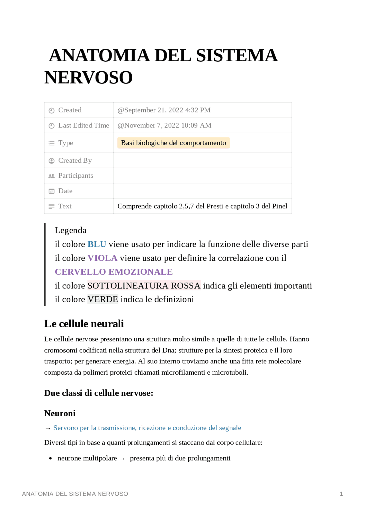 Anatomia Del Sistema Nervoso Appunti Di Neuroscienze Cognitive Docsity
