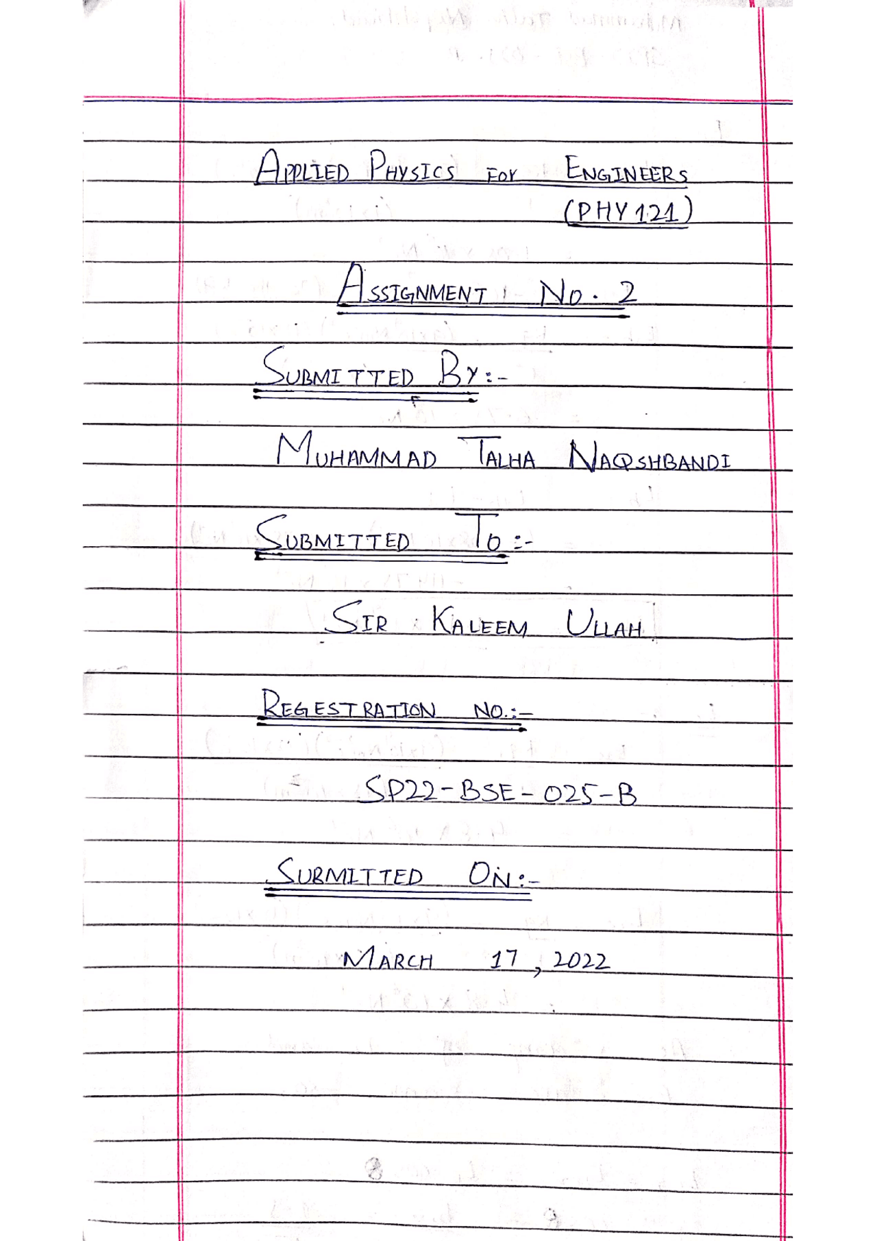 Assignment Of Applied Physics Assignments Physics Docsity
