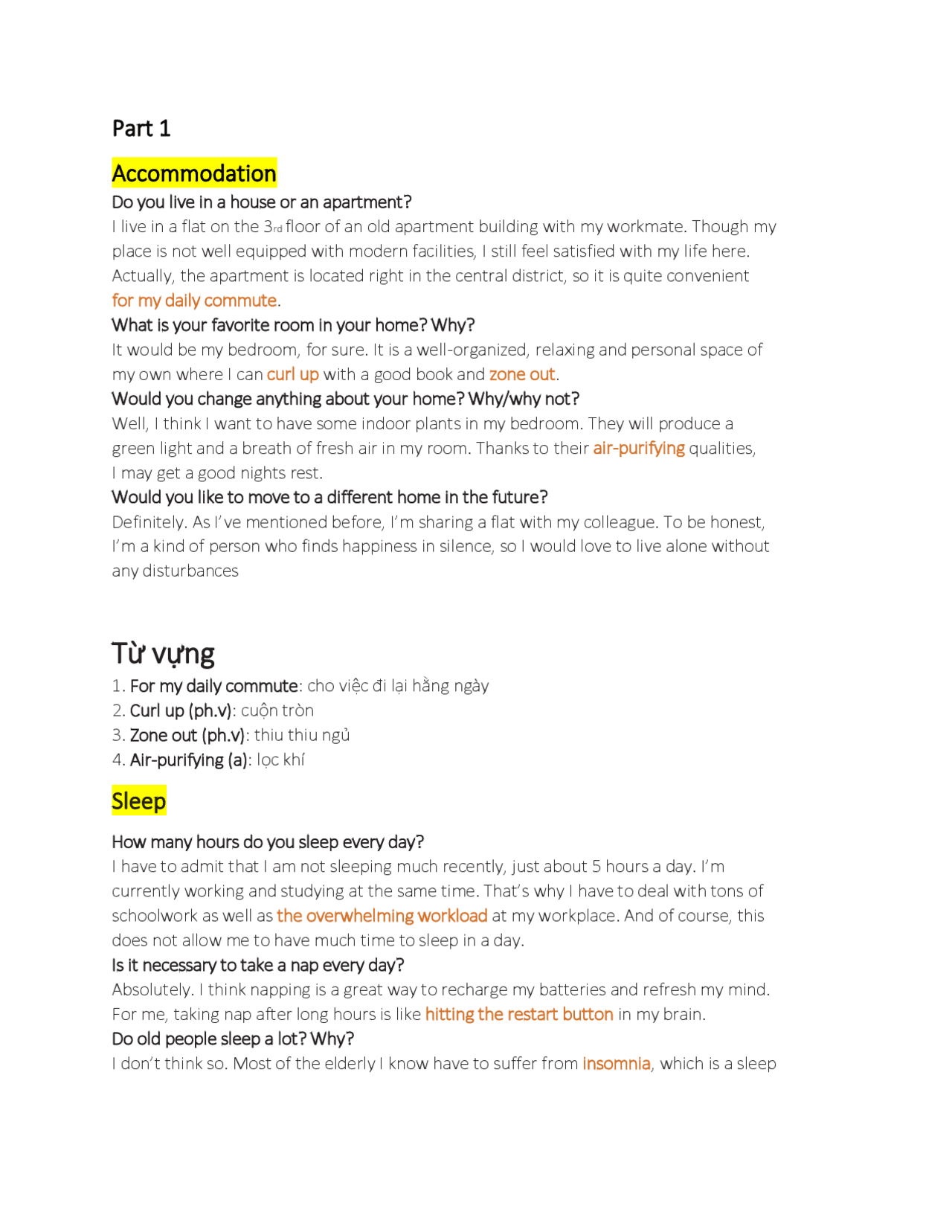 Ielts Speaking Question | Schemes and Mind Maps English Language | Docsity