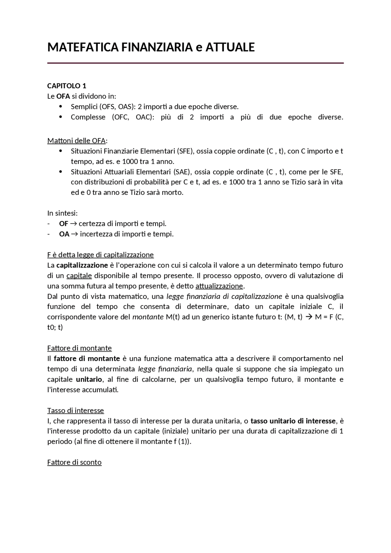 Matematica Finanziaria E Attuariale Schemi E Mappe Concettuali Di
