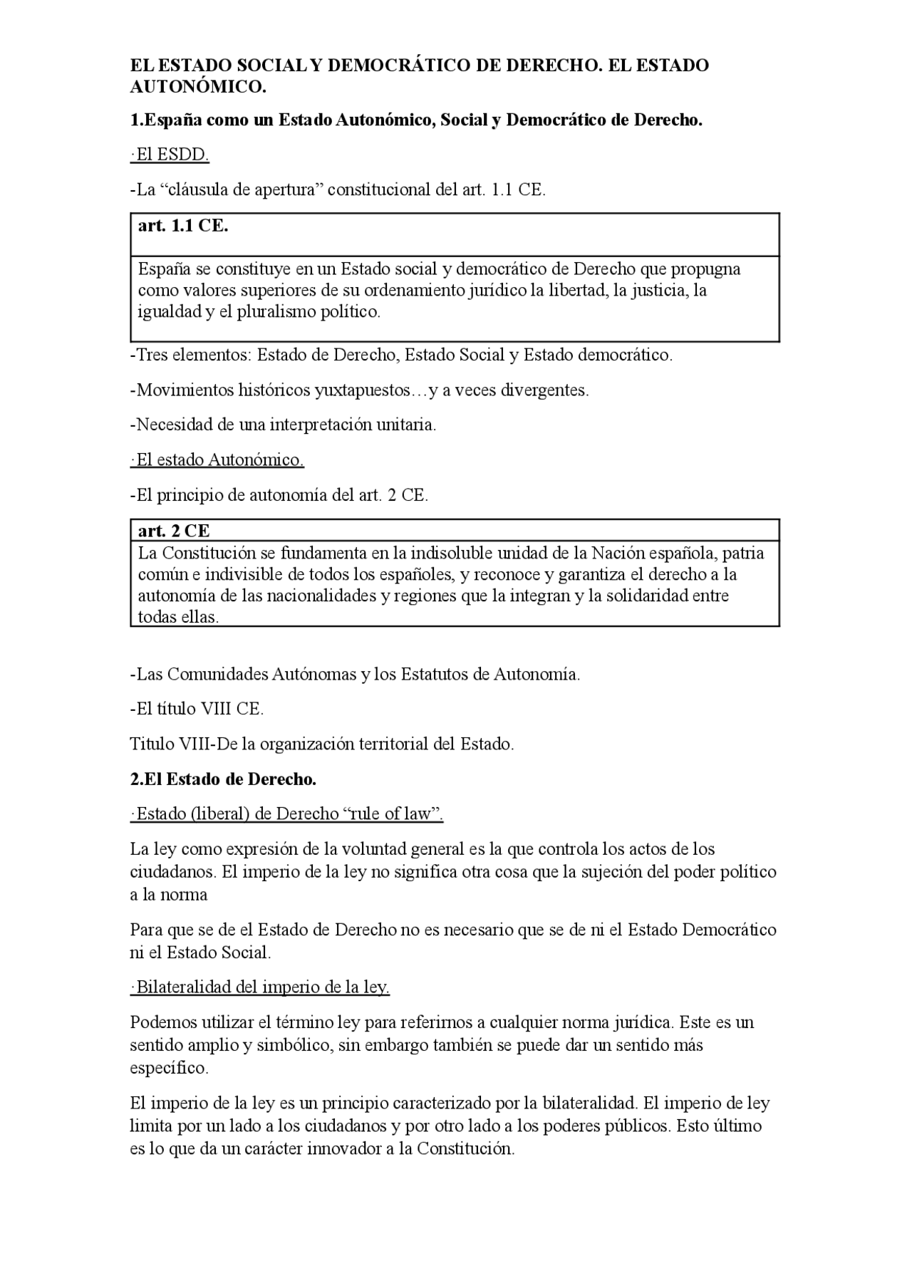 Tema 2: EL ESTADO SOCIAL Y DEMOCRÁTICO DE DERECHO. EL ESTADO AUTONÓMICO. | Esquemas y mapas ...