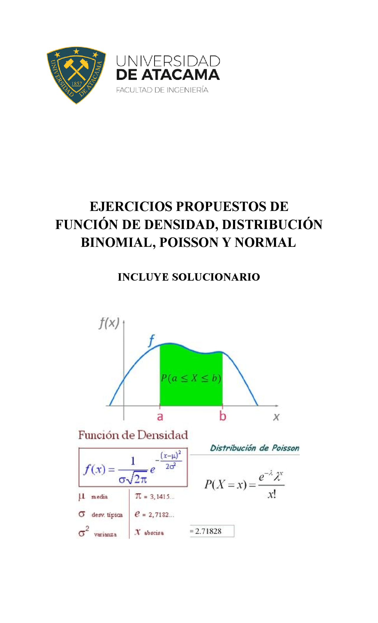 EJERCICIOS PROPUESTOS DE FUNCION DE DENSIDAD, BINOMIAL, PISSON Y NORMAL | Ejercicios de ...