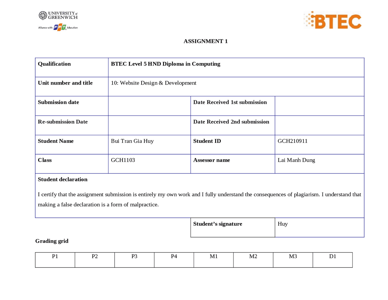 Assigment 1 1633 Greenwich Assignments Computer Science Docsity