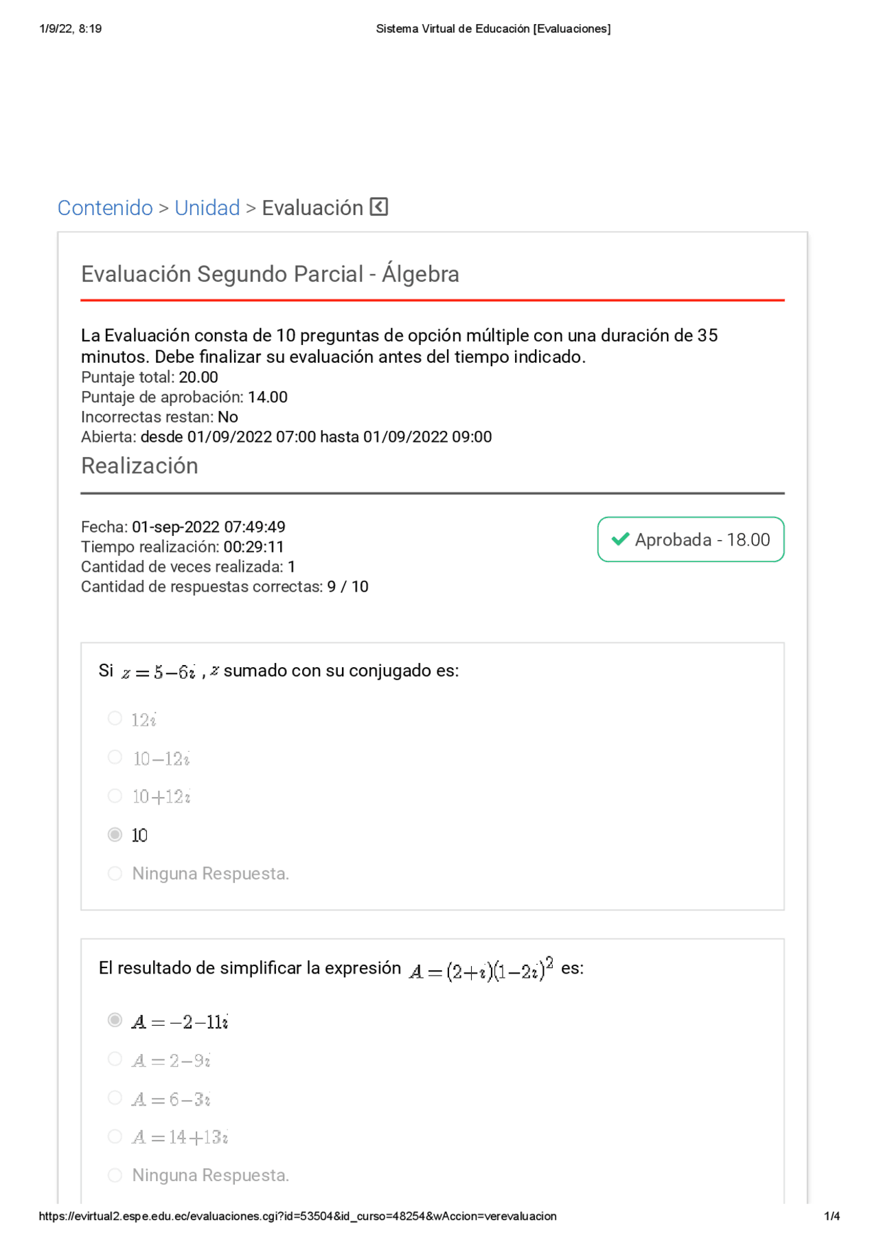 Examen De Algebra De Nivelacion Exámenes De Álgebra Lineal Docsity