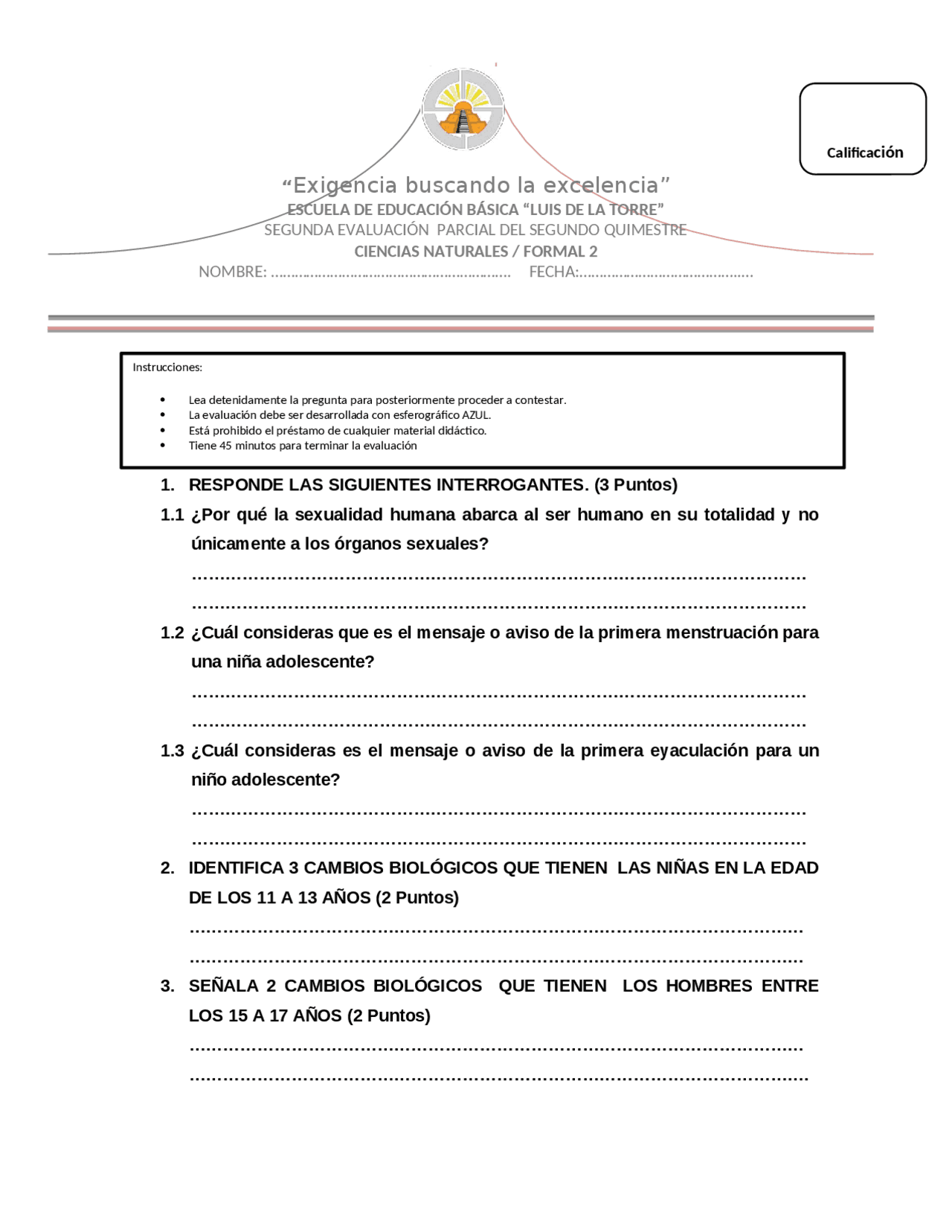 Evaluación Se Ccnn De Septimo De Basica Exámenes De Biología Docsity