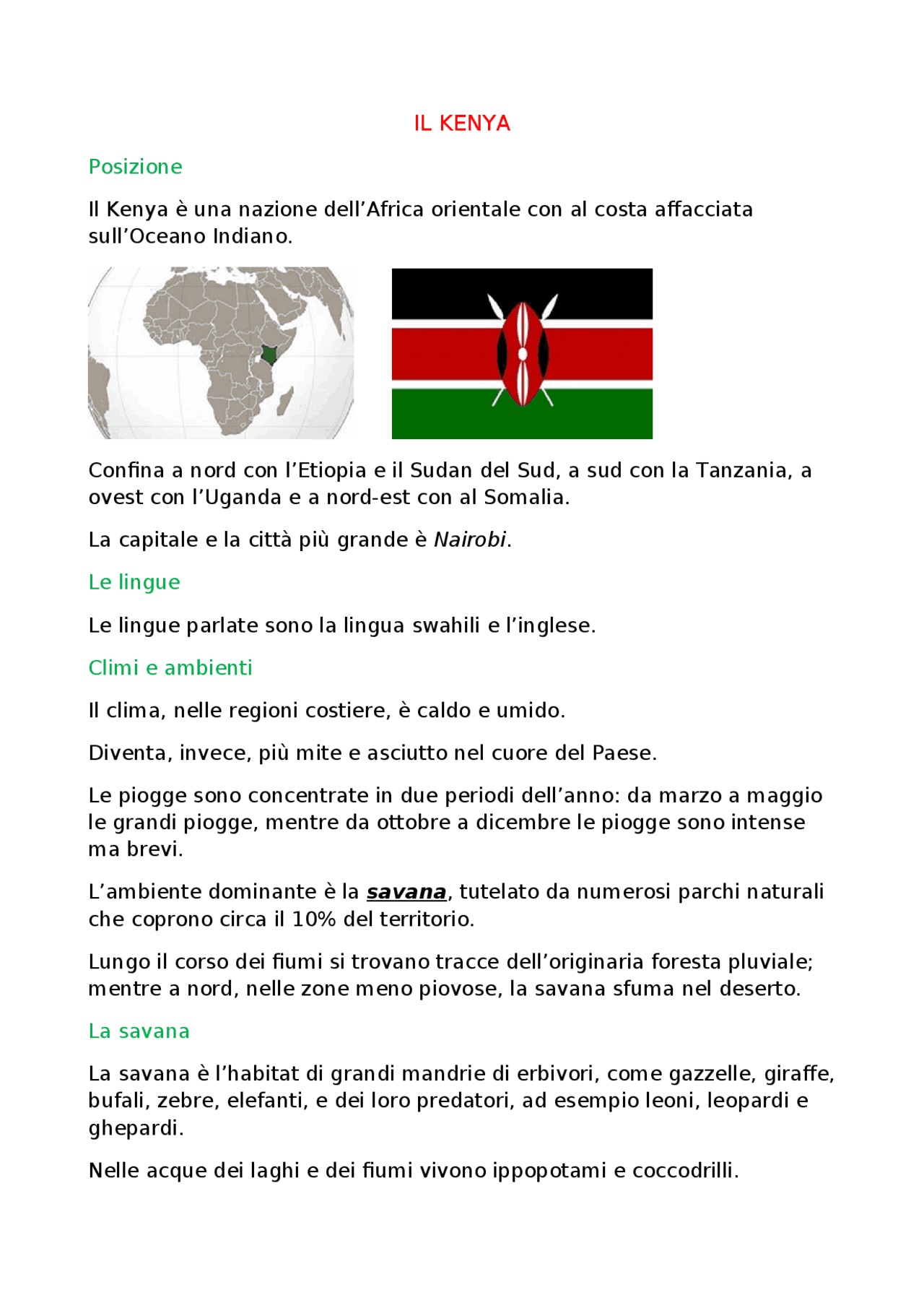 Il kenya: il paese africano sottovalutato | Schemi e mappe concettuali ...