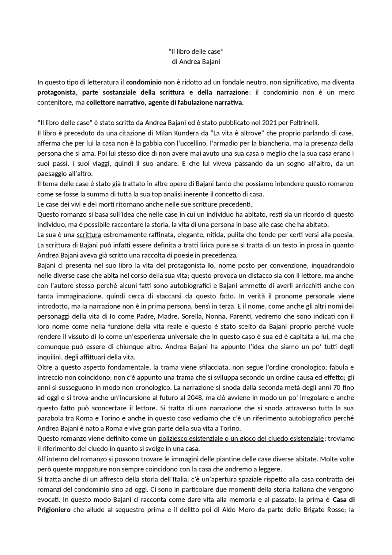 Una Sorta Di Riassunto Del Libro Di Andrea Bajani Appunti Di