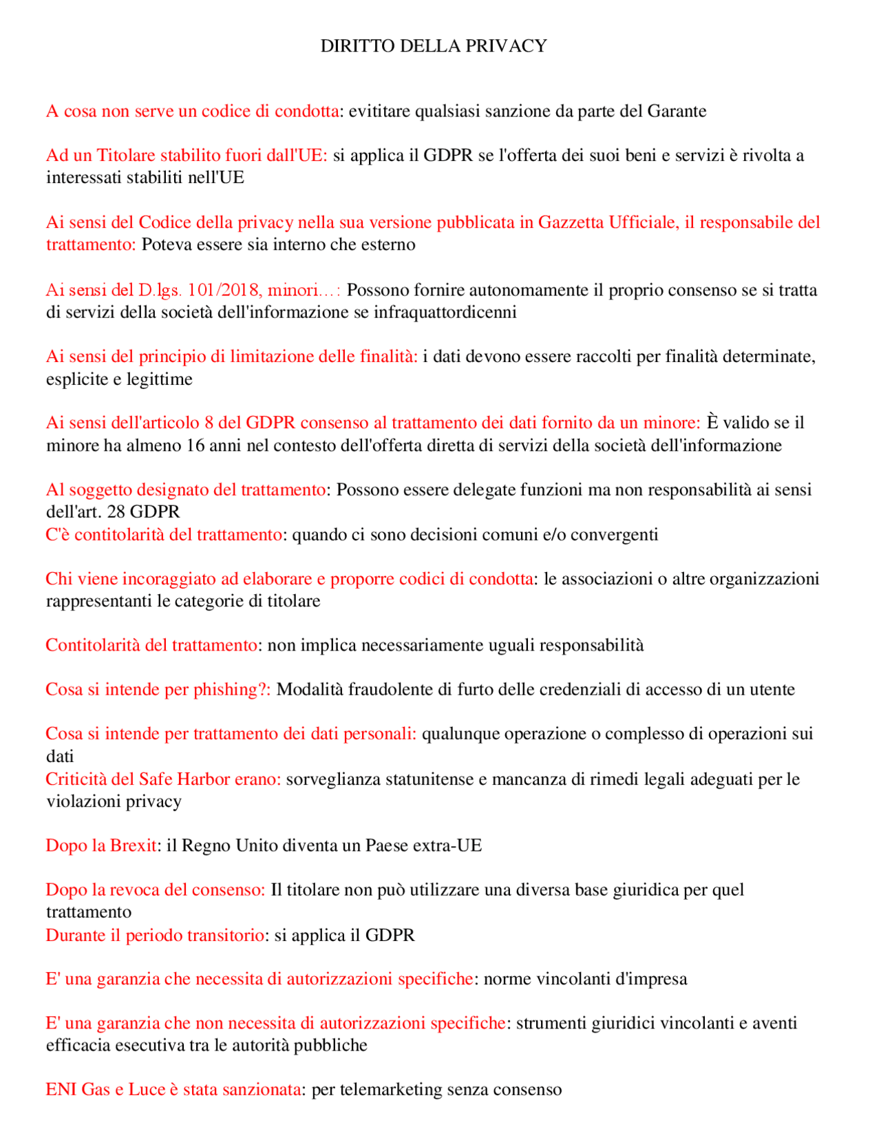 Diritto Della Privacy L14 Mercatorum Scienze Giuridiche Prove Desame
