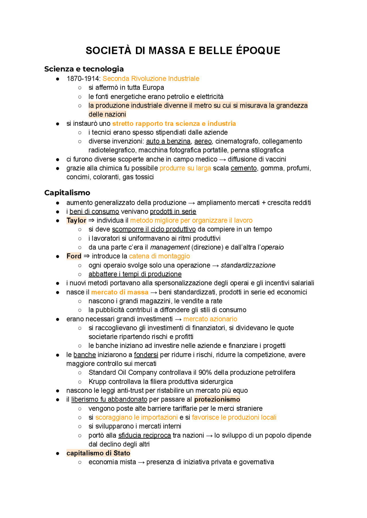Appunti Sulla Belle Epoque Appunti Di Storia Docsity