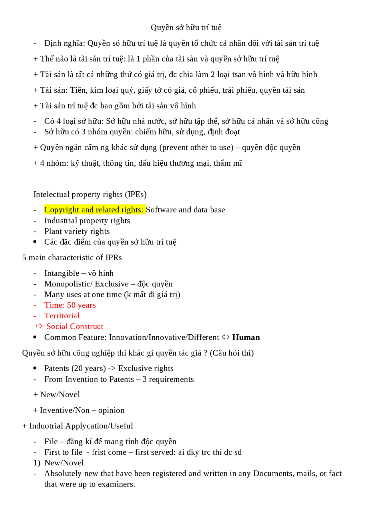 Intellectual Property Rights | Schemes and Mind Maps Law | Docsity