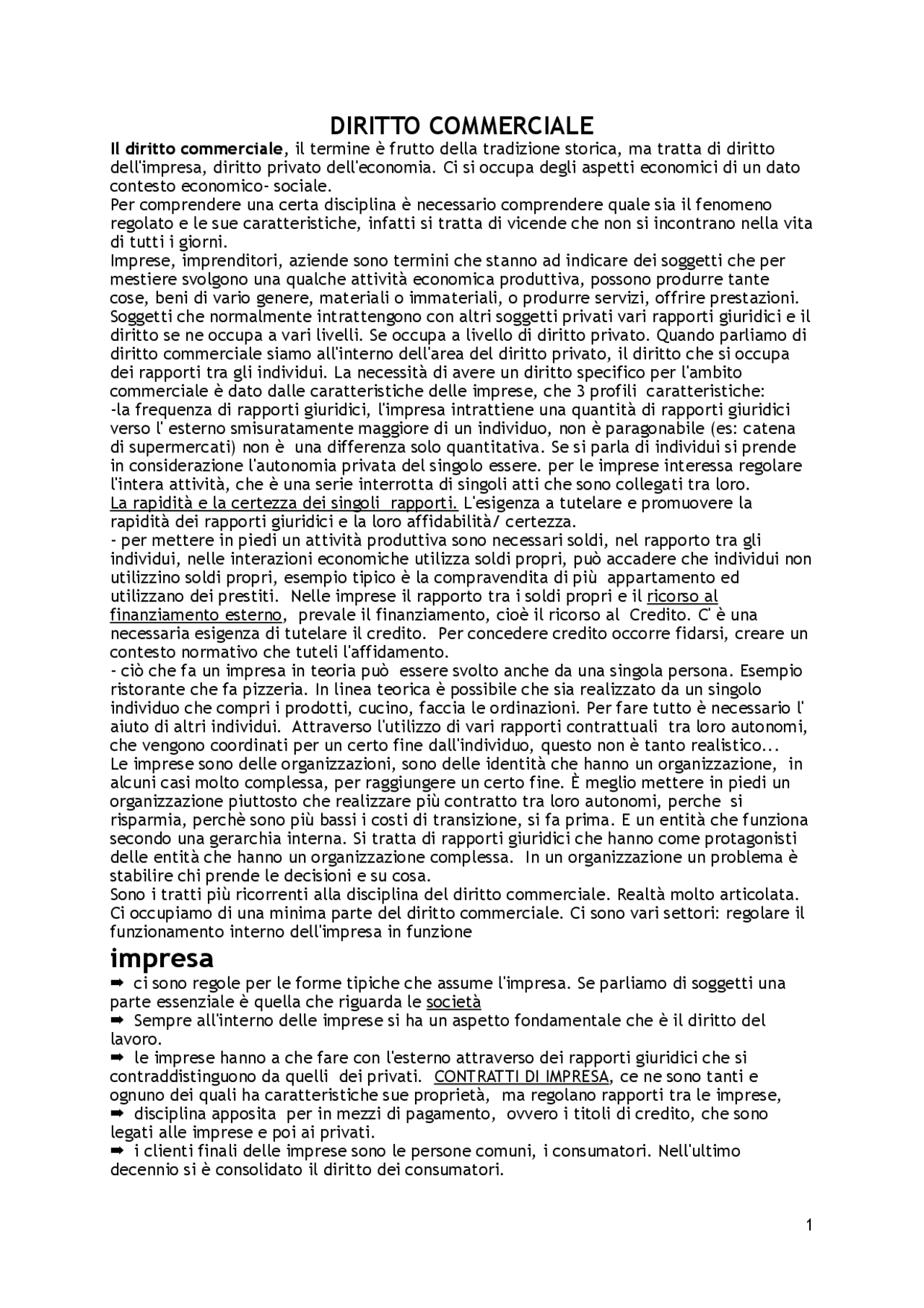 Diritto Commerciale Appunti Appunti Di Diritto Commerciale Docsity