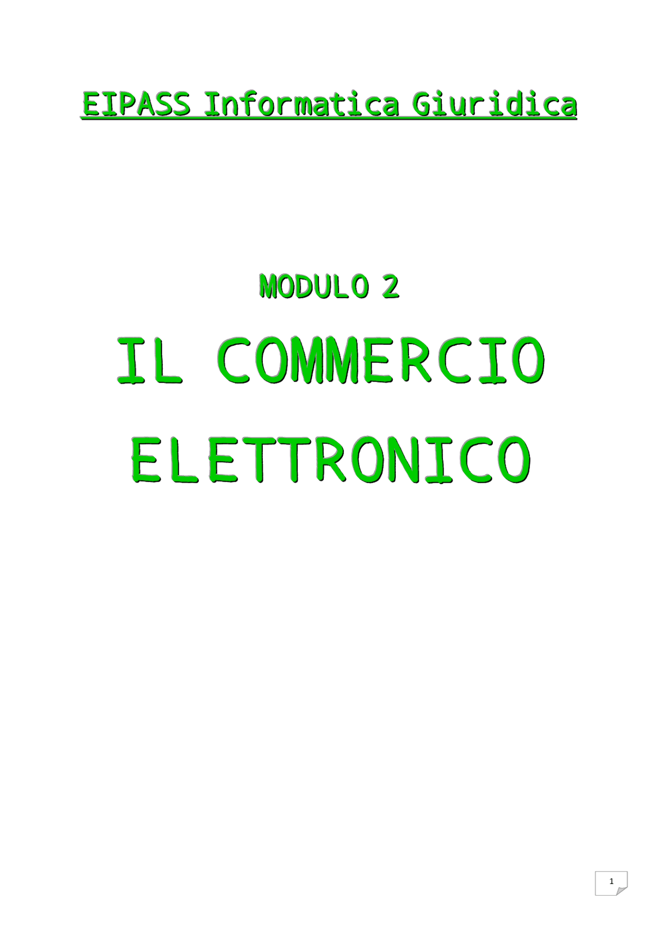 PANIERE EIPASS MODULO 2 - IL COMMERCIO ELETTRONICO | Panieri di Informatica Giuridica | Docsity