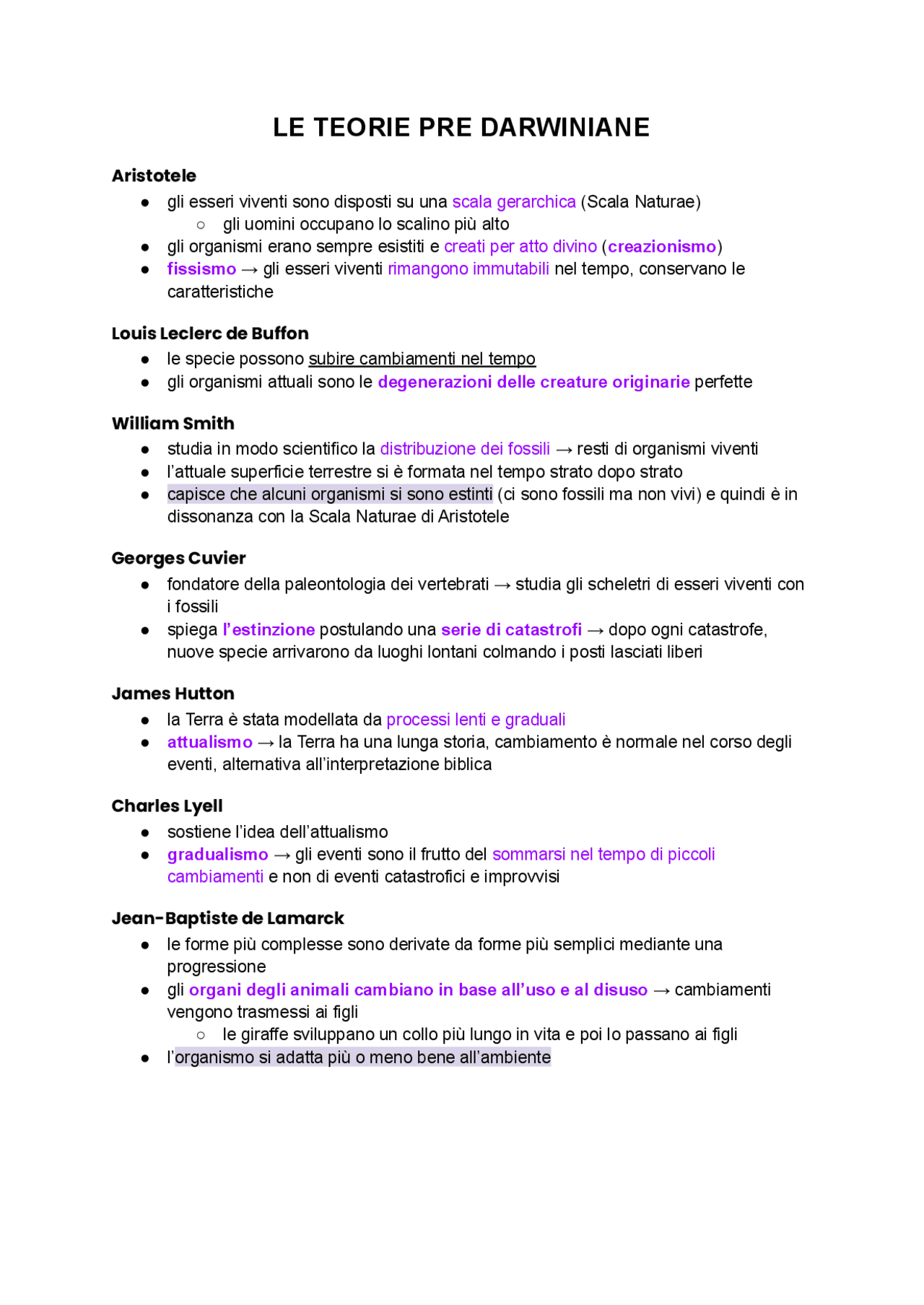 Appunti sull'Evoluzione e Darwin | Appunti di Scienze della Terra | Docsity