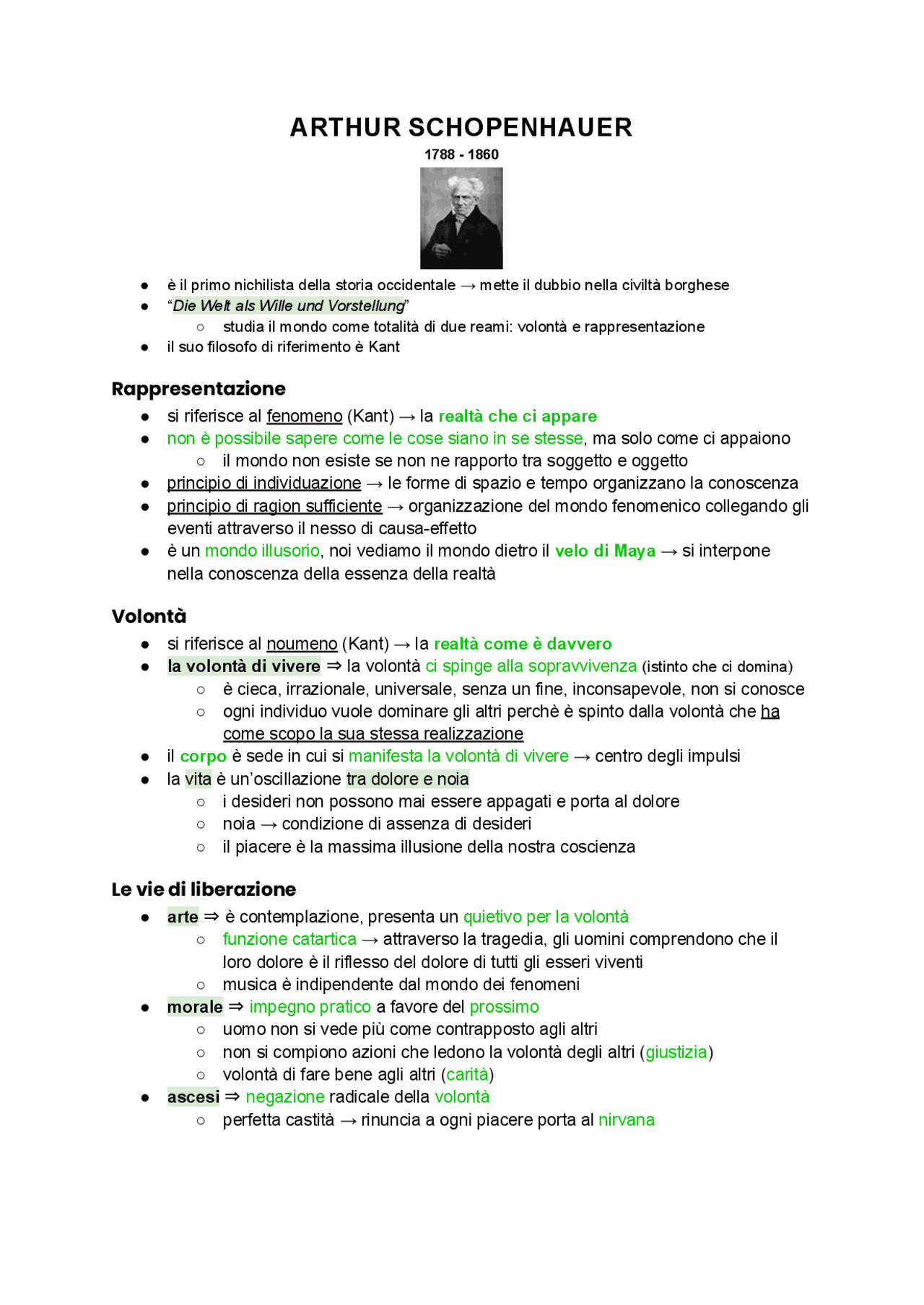Appunti Su Schopenhauer Appunti Di Filosofia Docsity
