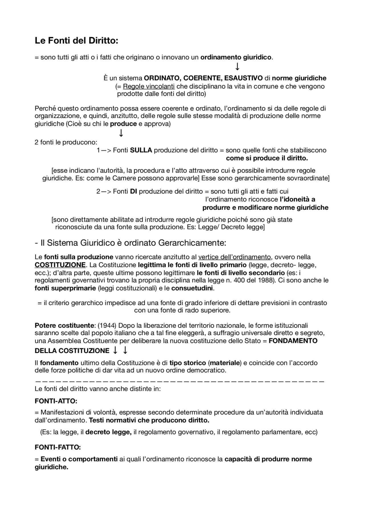 Capitolo sulle fonti del diritto | Schemi e mappe concettuali di ...