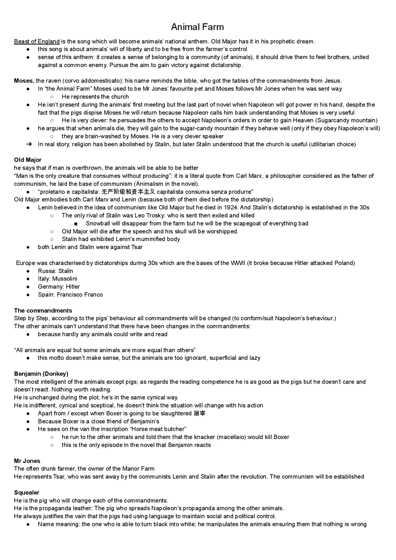 Animal farm di George Orwell | Sintesi del corso di Inglese | Docsity