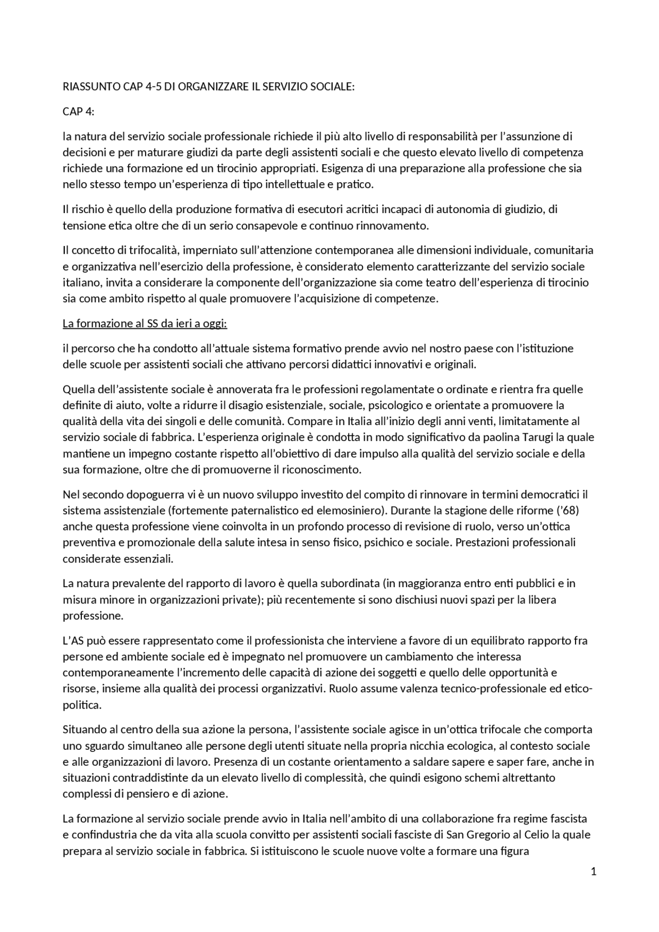 Riassunto Dei Capitoli 4 E 5 Del Manuale Organizzare Il Servizio