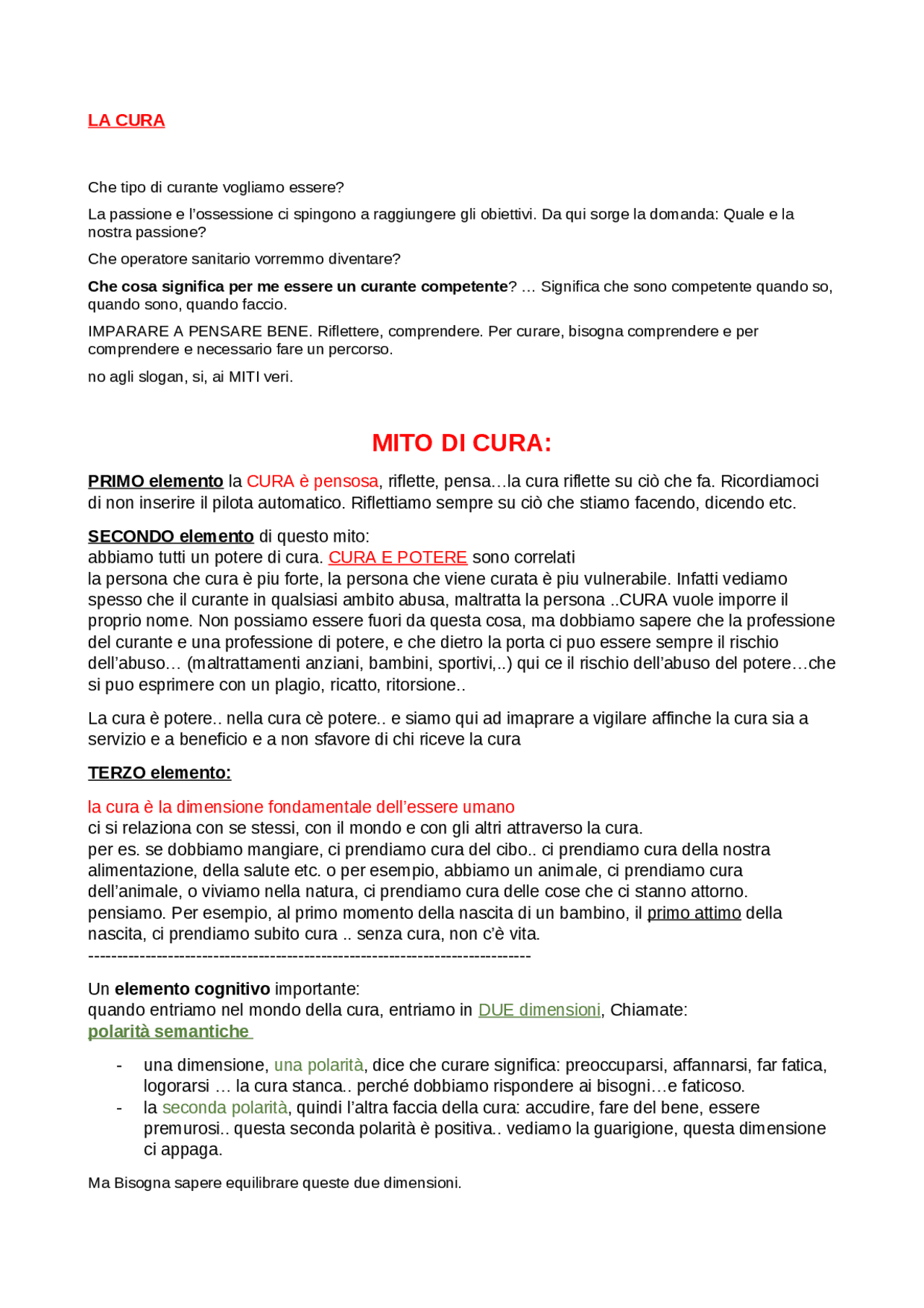 La Cura I Miti Della Cura Cheat Sheet Public Health Docsity