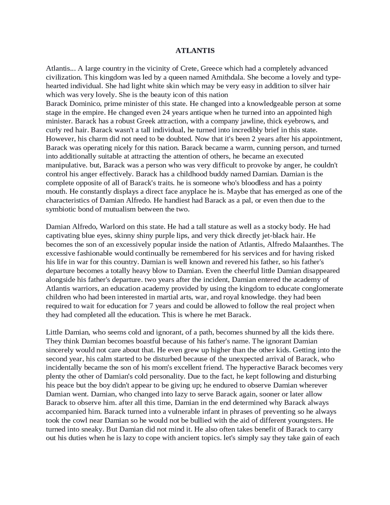 ATLANTIS SHORT STORY | Schemes and Mind Maps English Literature | Docsity