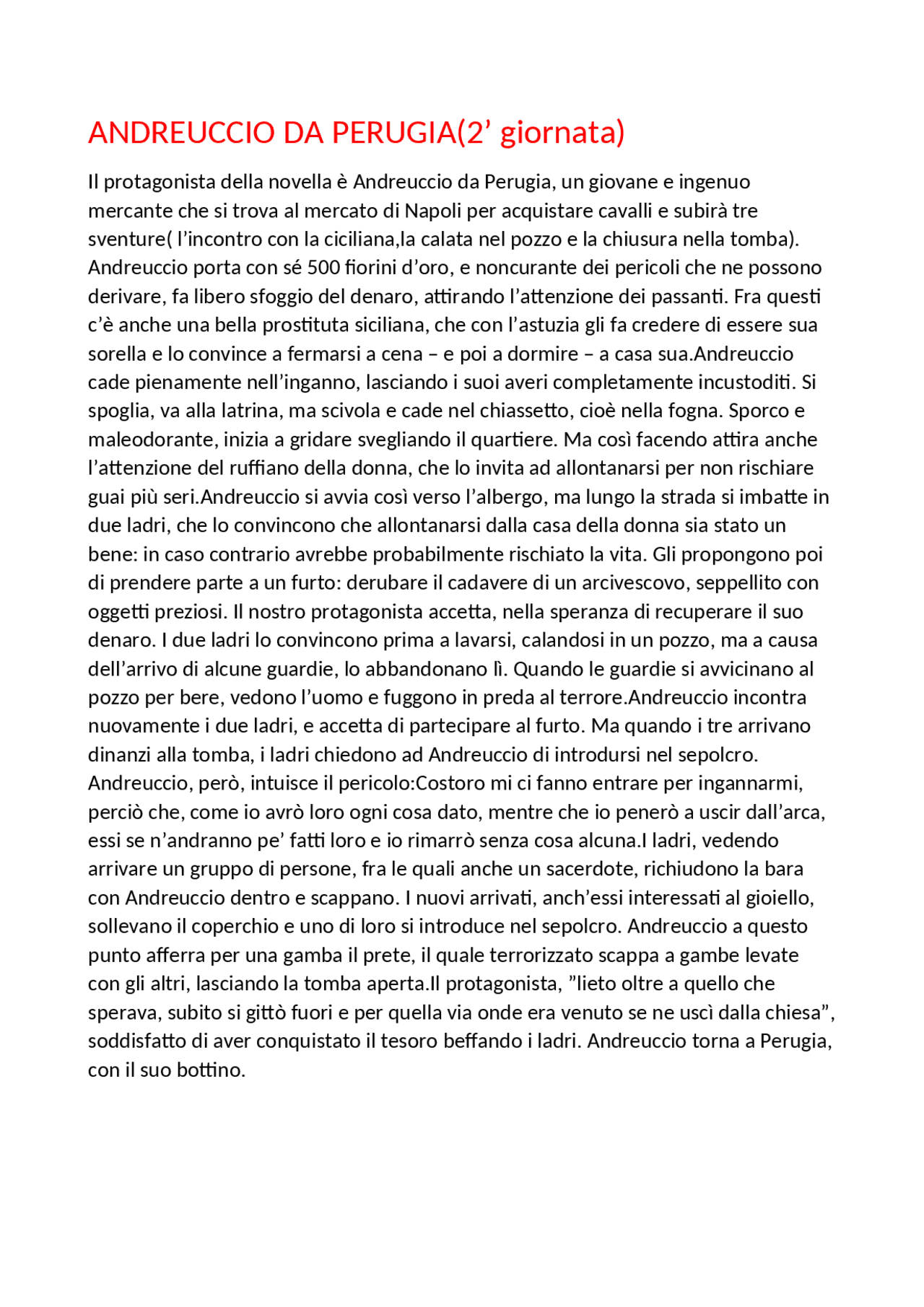 Sintesi andreuccio da perugia | Schemi e mappe concettuali di Italiano ...