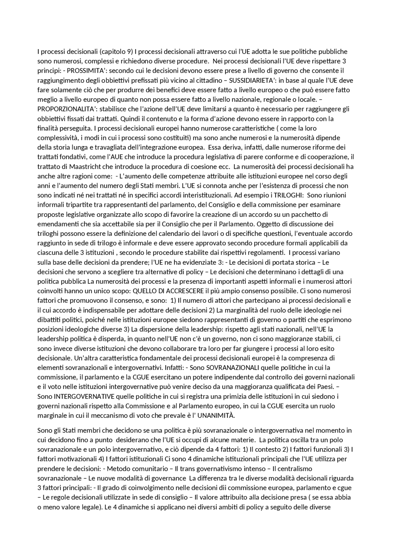 I Processi Decisionali Appunti Di Istituzioni Diritto Pubblico Docsity