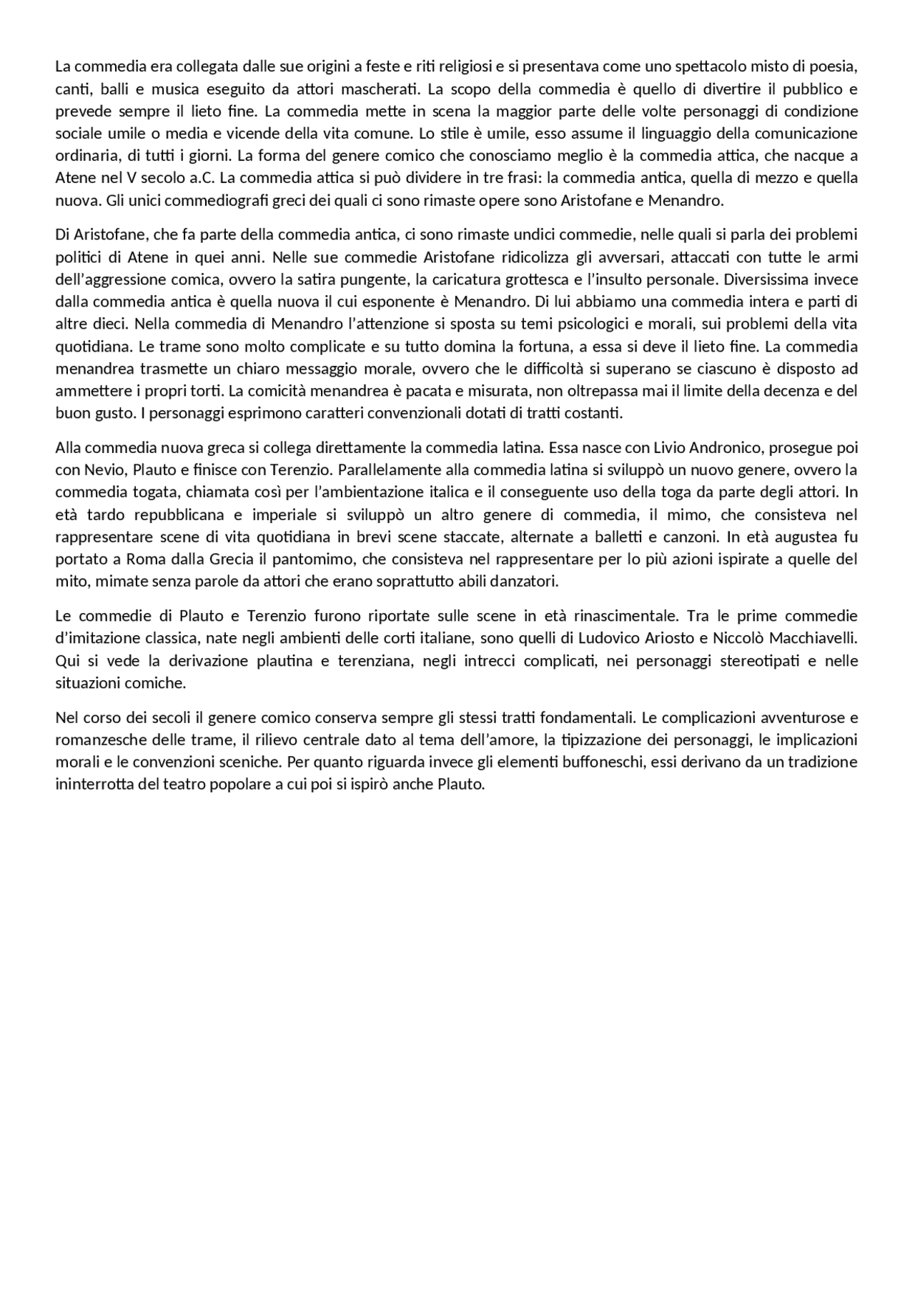 Sintessi Commedia Latino Schemi E Mappe Concettuali Di Latino Docsity