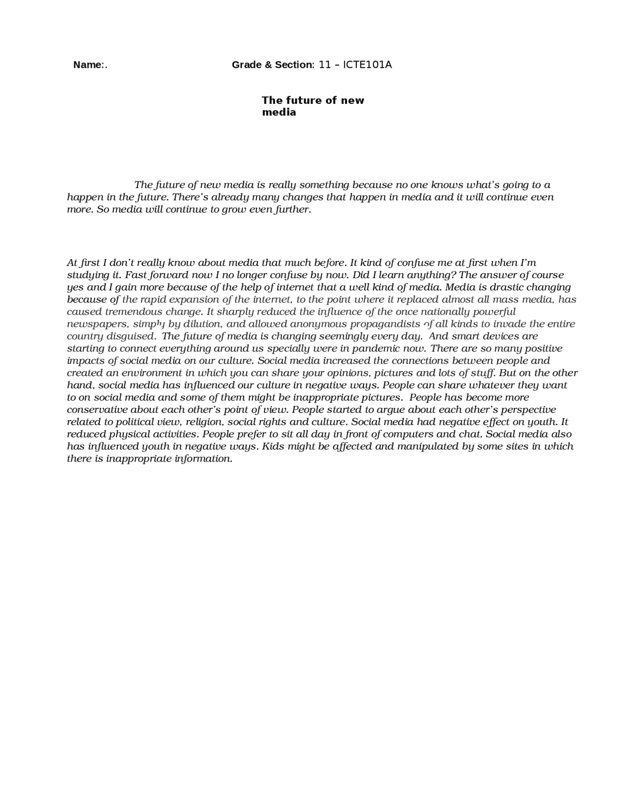 Media And Information Lecture Notes English Docsity