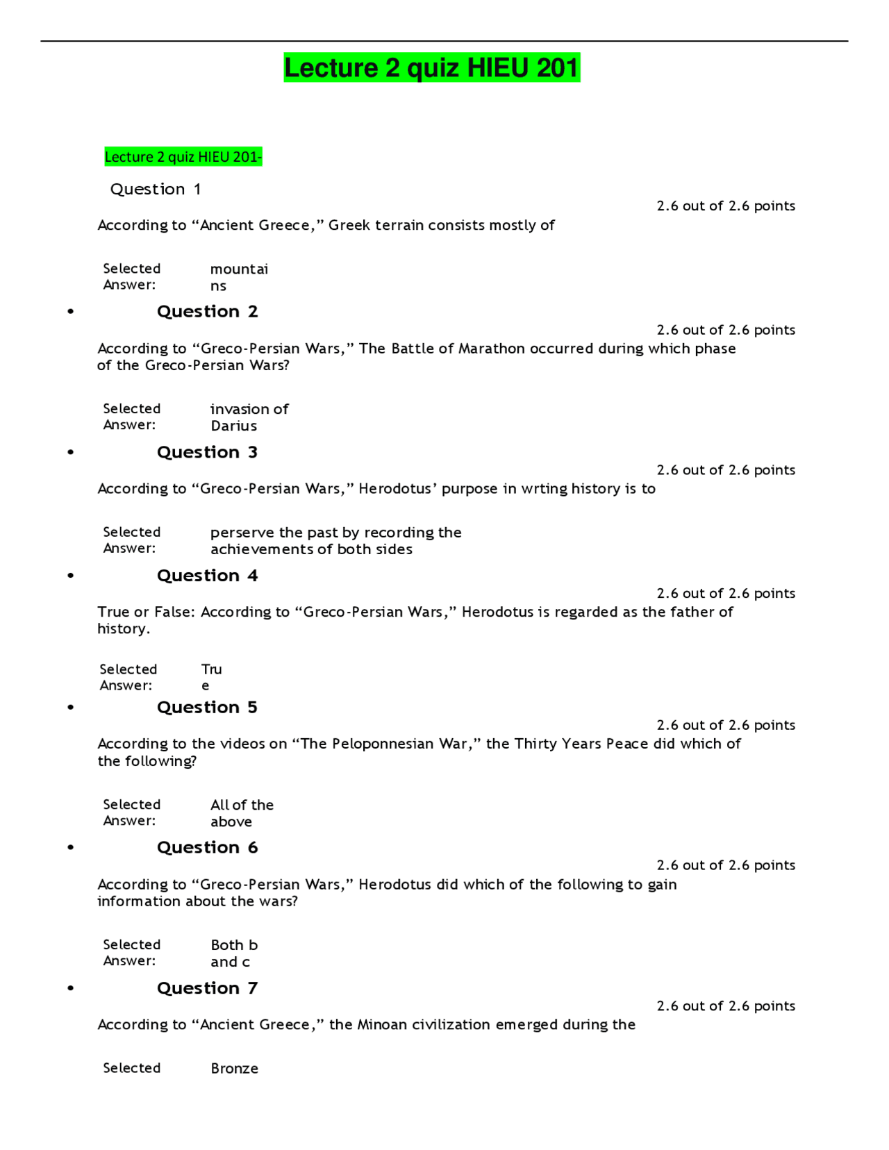 Lecture 2 quiz HIEU 201 BEST STUDY EXAM Lecture 2 quiz HIEU 201 BEST STUDY EXAM | Exams ...