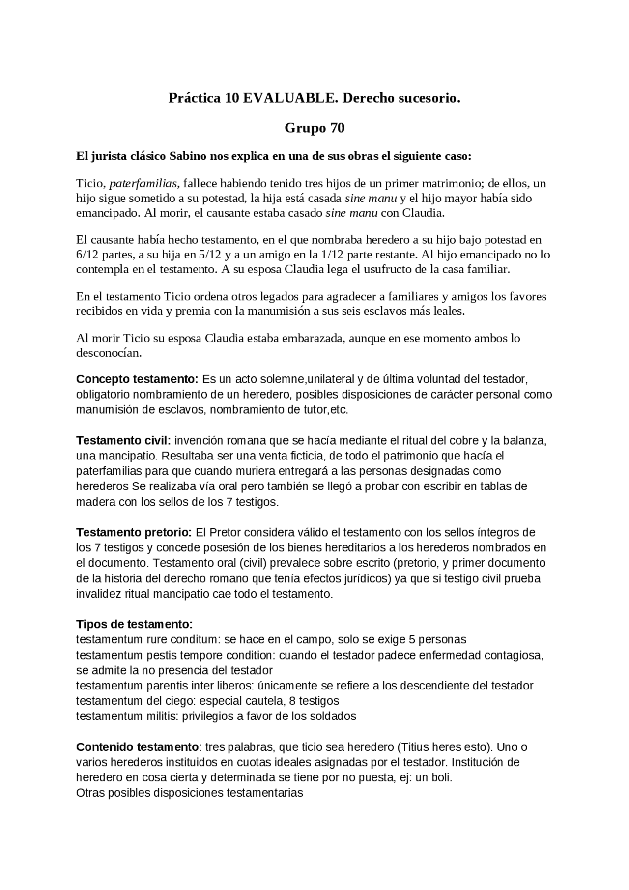 Derecho Romano Practiva Evaluable 10 Exámenes De Derecho Romano Docsity