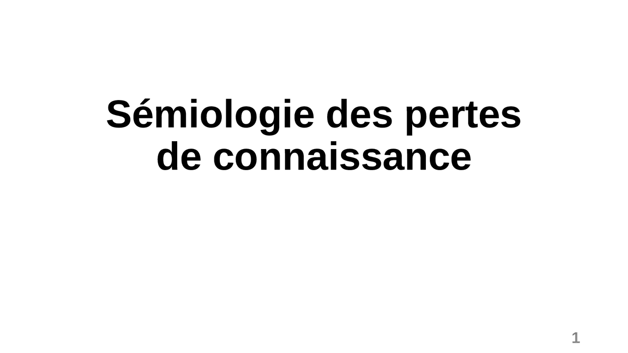 Perte de connaissance | Study notes Health sciences | Docsity