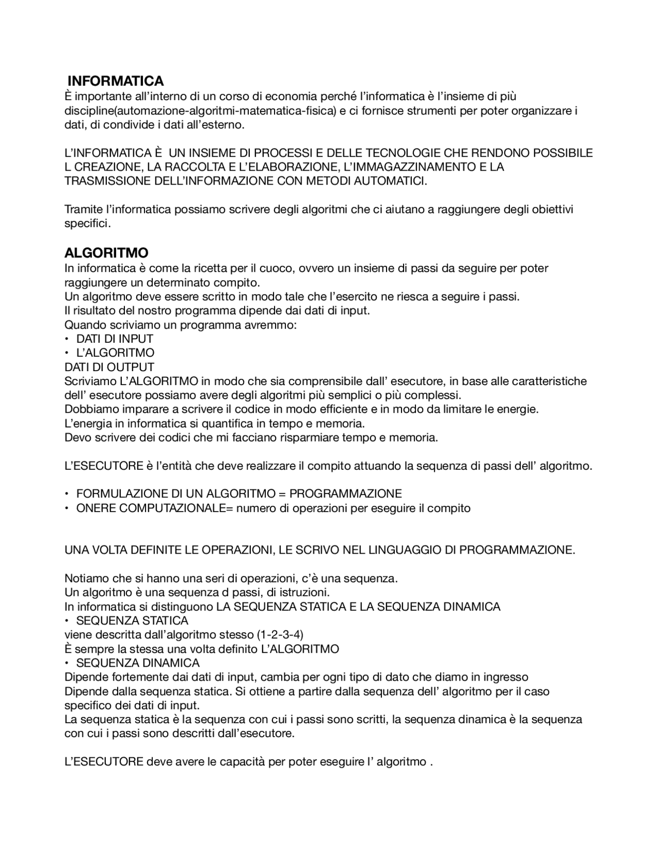 Prima Lezione Di Informatica Sbobinature Di Fondamenti Di Informatica