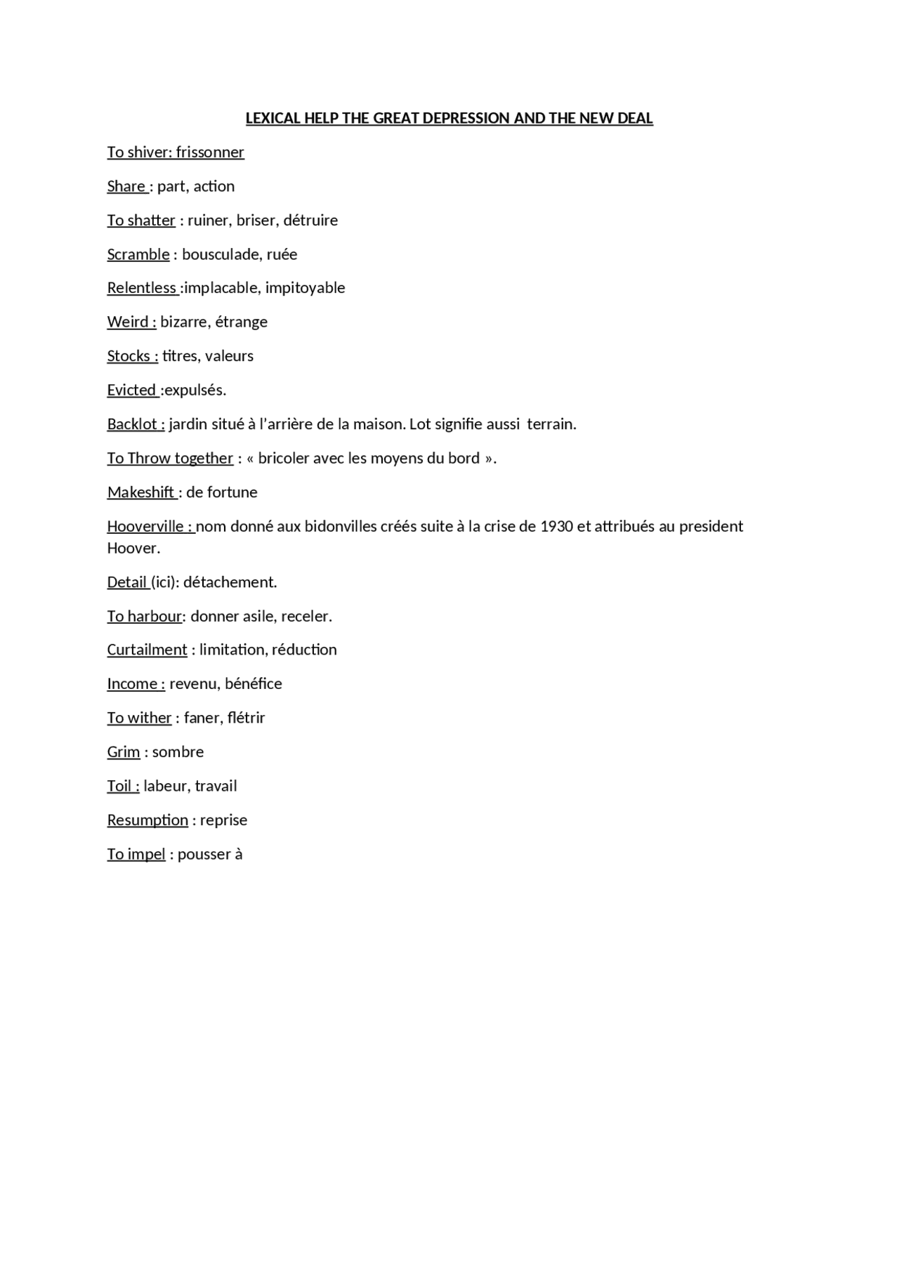 Lexical Help Dnl Anglais Lectures Anglais Docsity