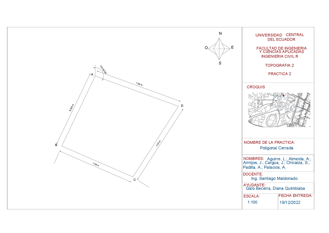 Estudio de una Poligonal cerrada durante una practica de la materia de ...