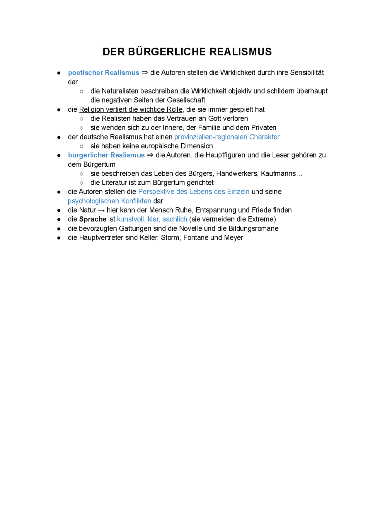 Appunti Su Bürgerlicher Realismus Fontane Appunti Di Tedesco Docsity