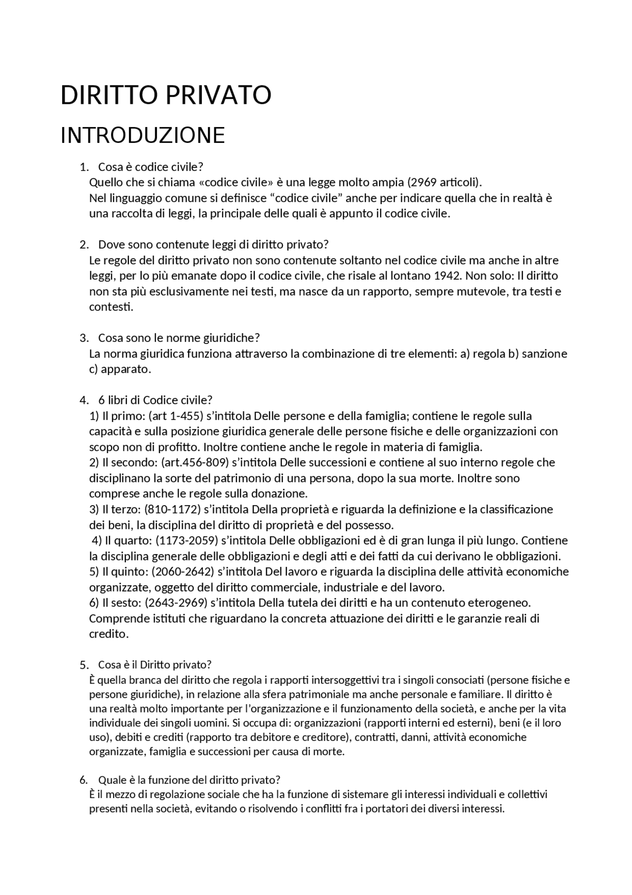 Domande aperte di diritto privato | Schemi e mappe concettuali di Diritto Privato | Docsity