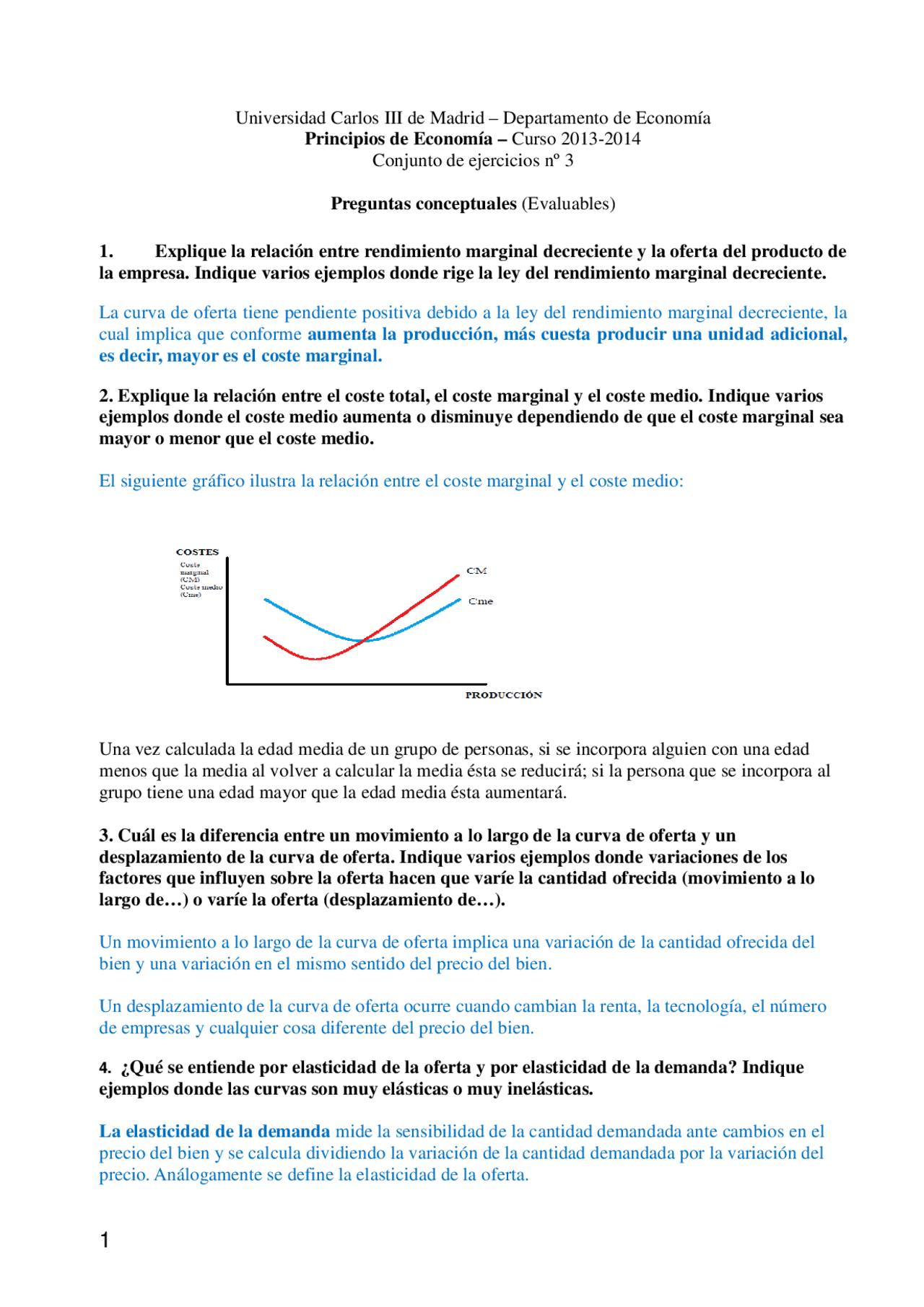 Ejercicios soluciones 3 principios de economia | Ejercicios de Economía | Docsity