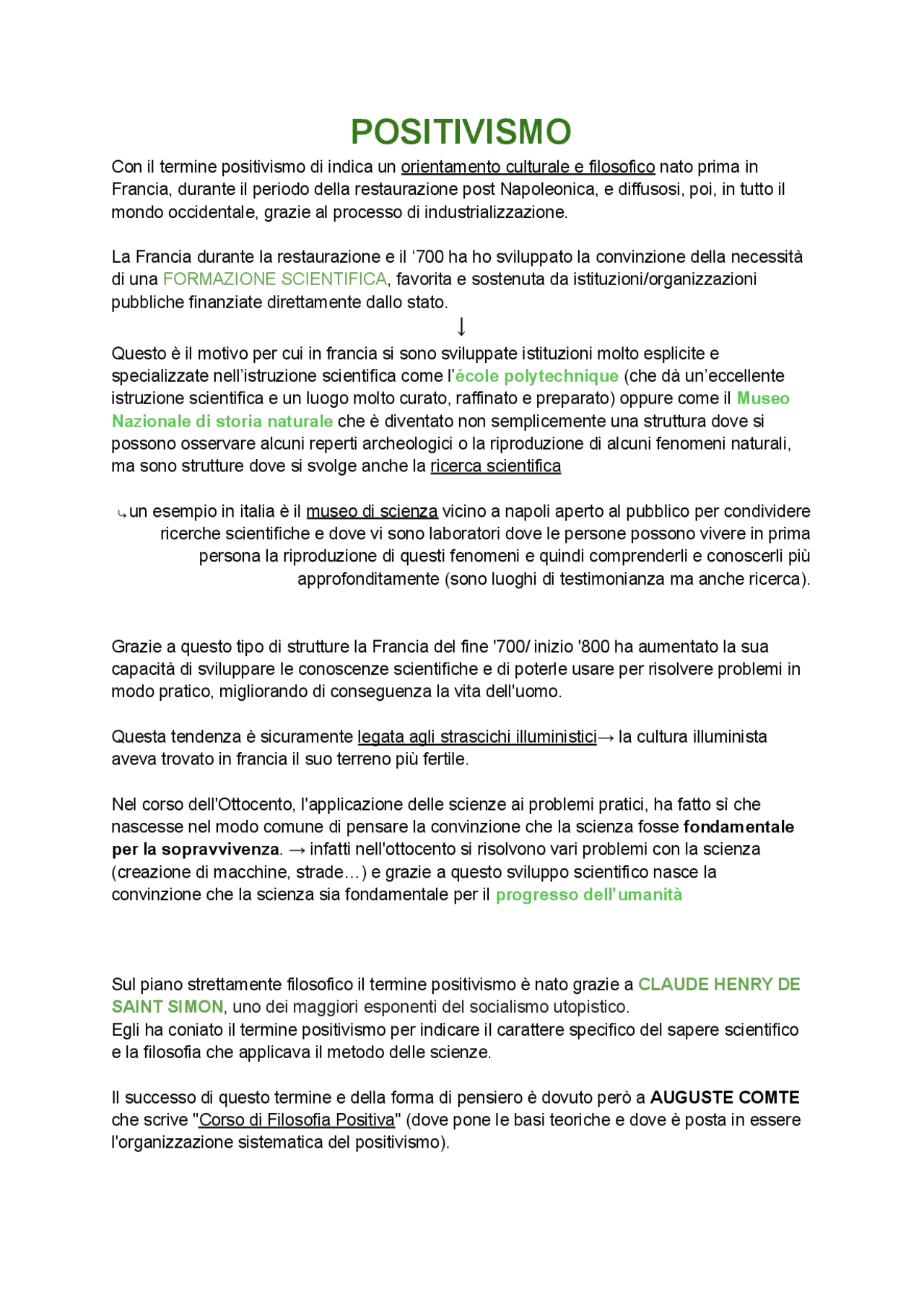 Appunti Sul Positivismo Appunti Di Filosofia Docsity