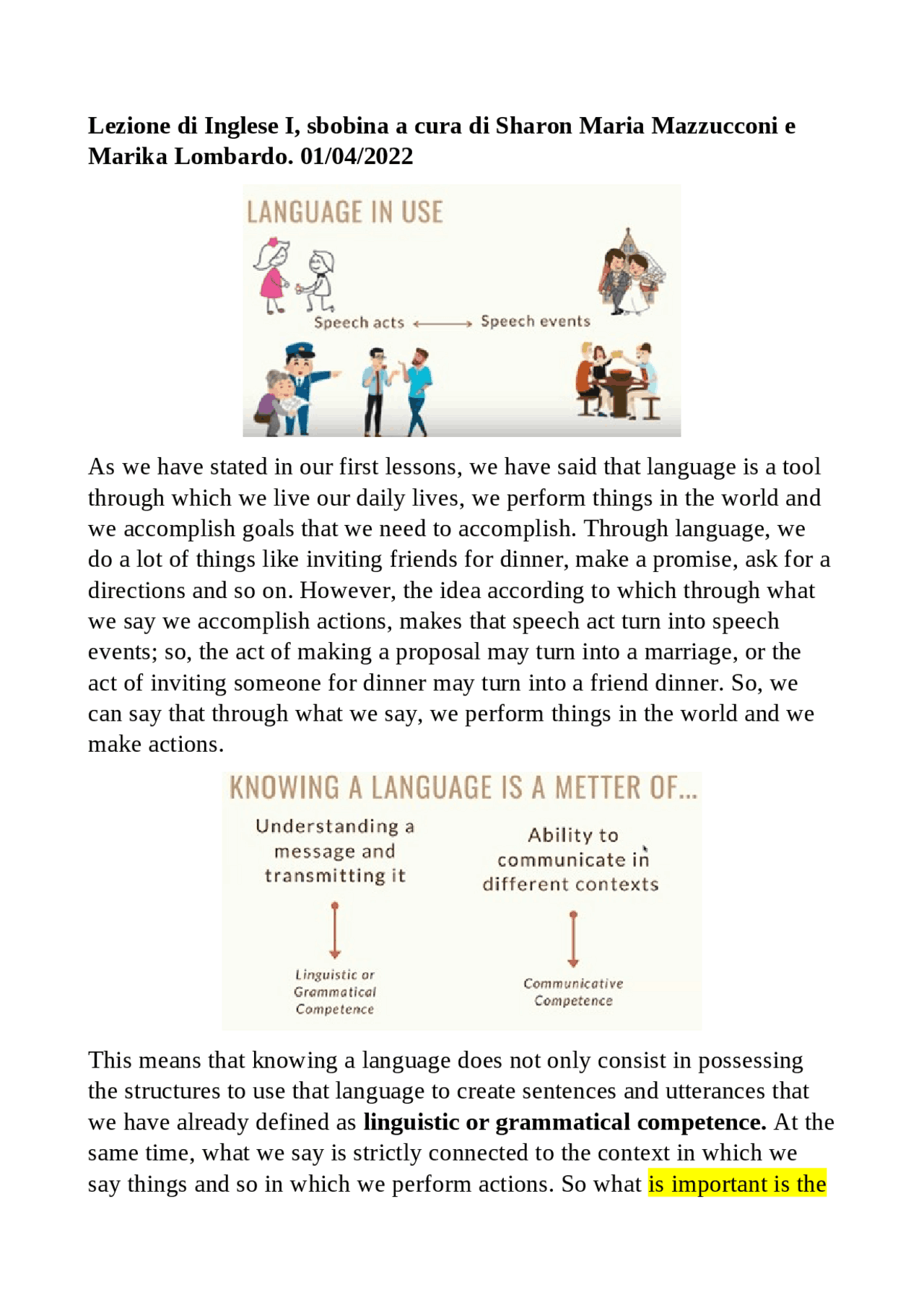 Lezioni Di Linguistica Inglese Appunti Di Lingua Inglese Docsity