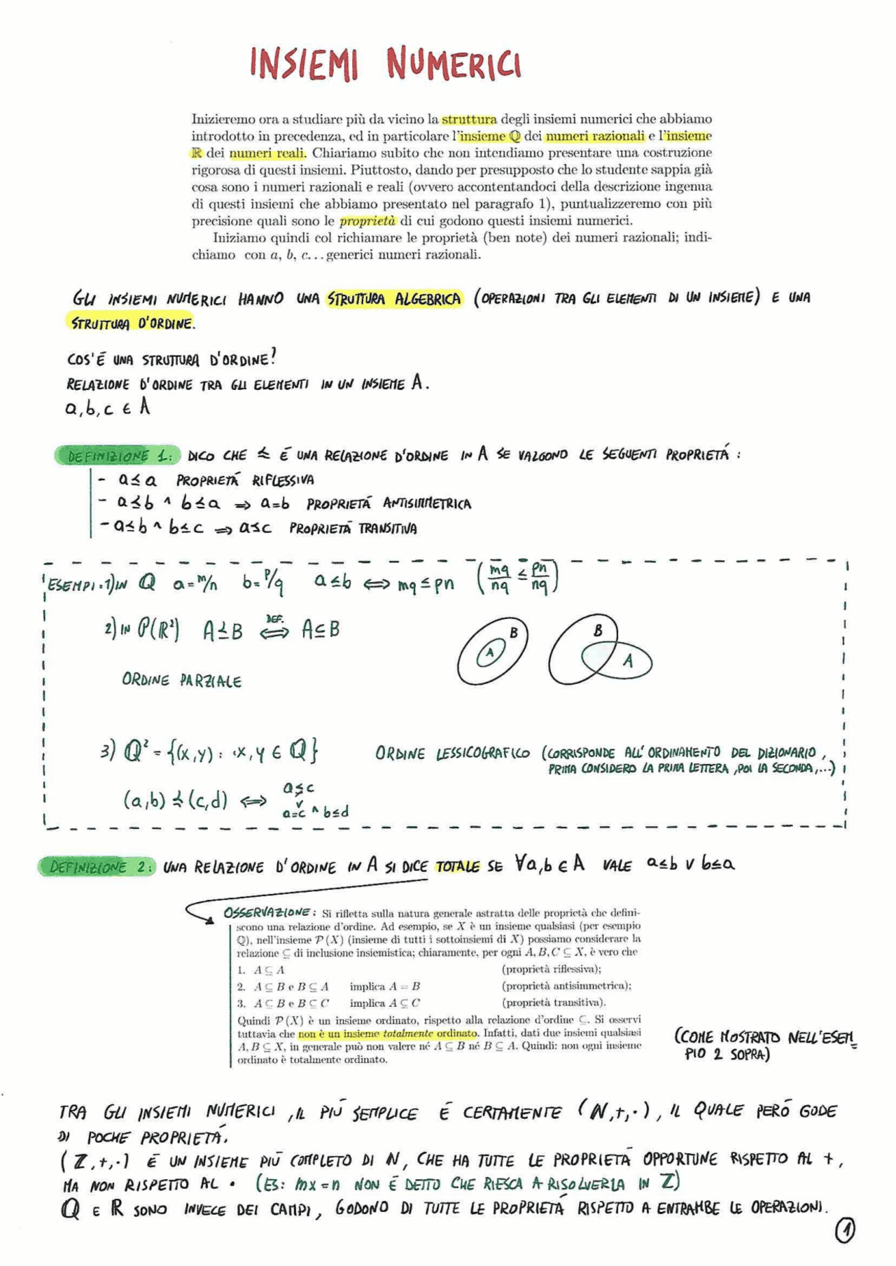 Insiemi Numerici Analisi I Appunti Di Analisi Matematica I Docsity