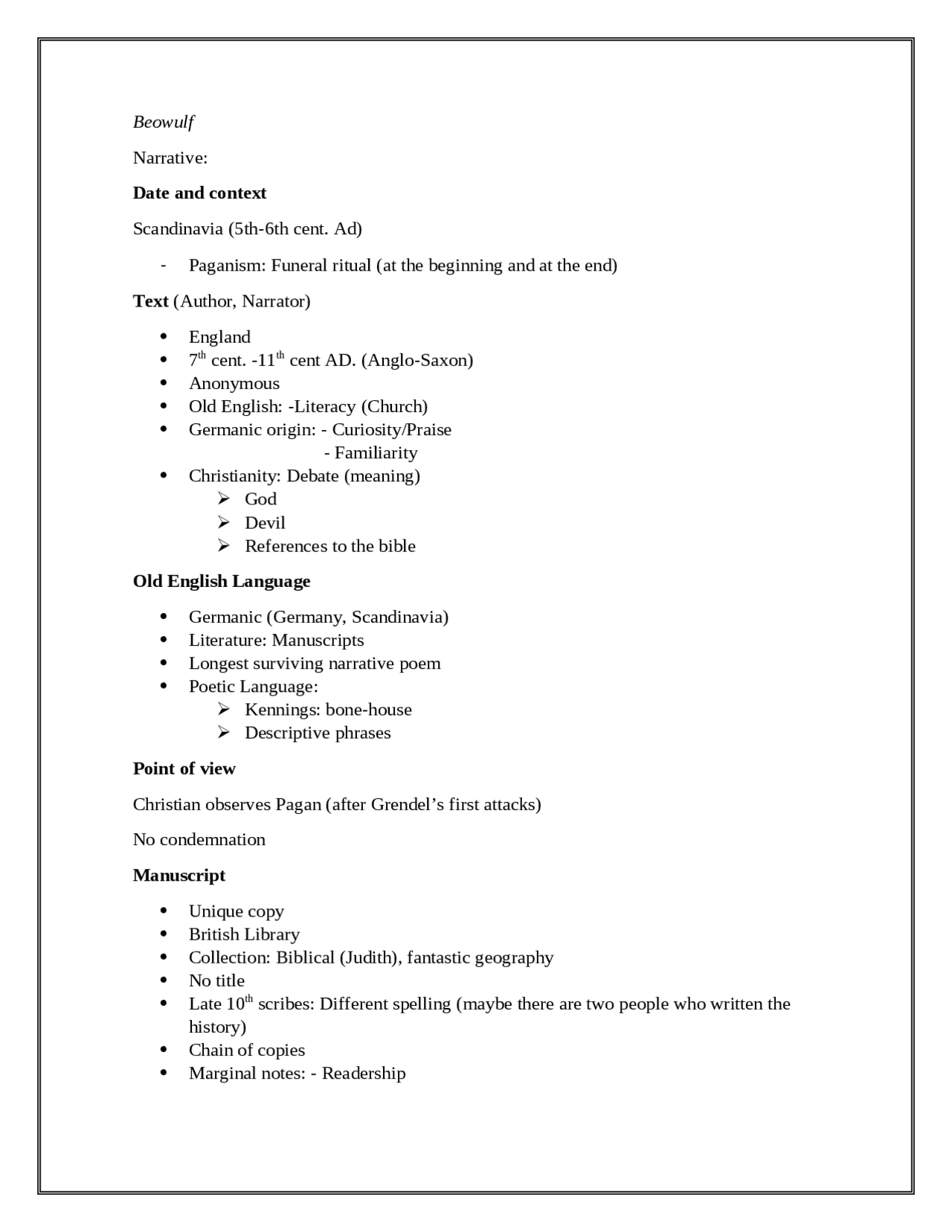 Beowulf Class Notes, short note about the book, it's author and ...